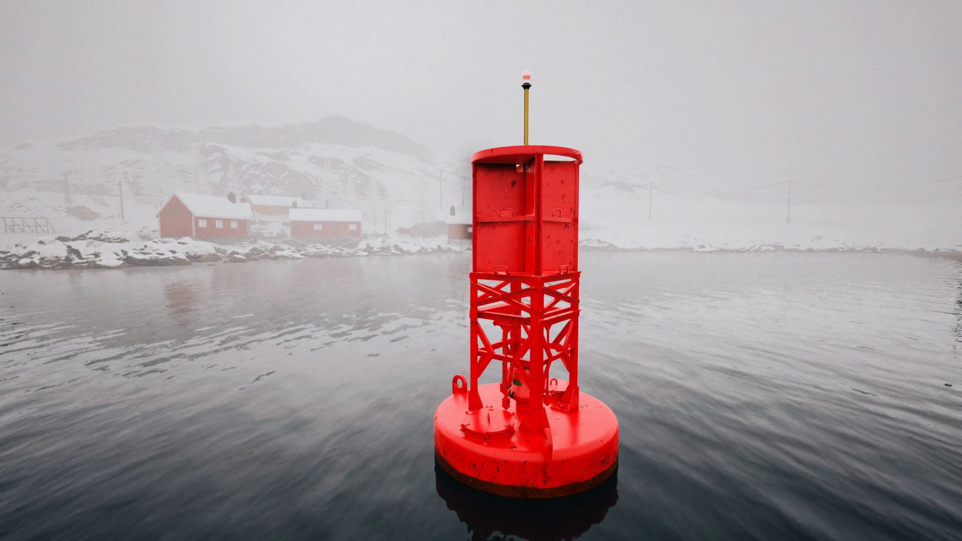 Red Metal Buoy Floating On Cold Norwegian Sea Stock Motion Graphics SBV ...