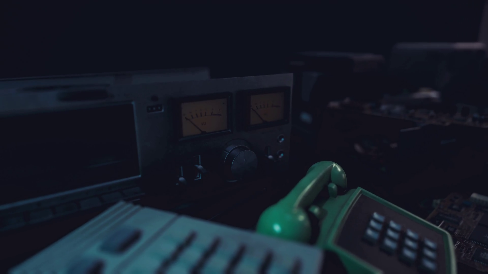 Vintage Communication Equipment In Dimly Lit Stock Motion Graphics SBV ...
