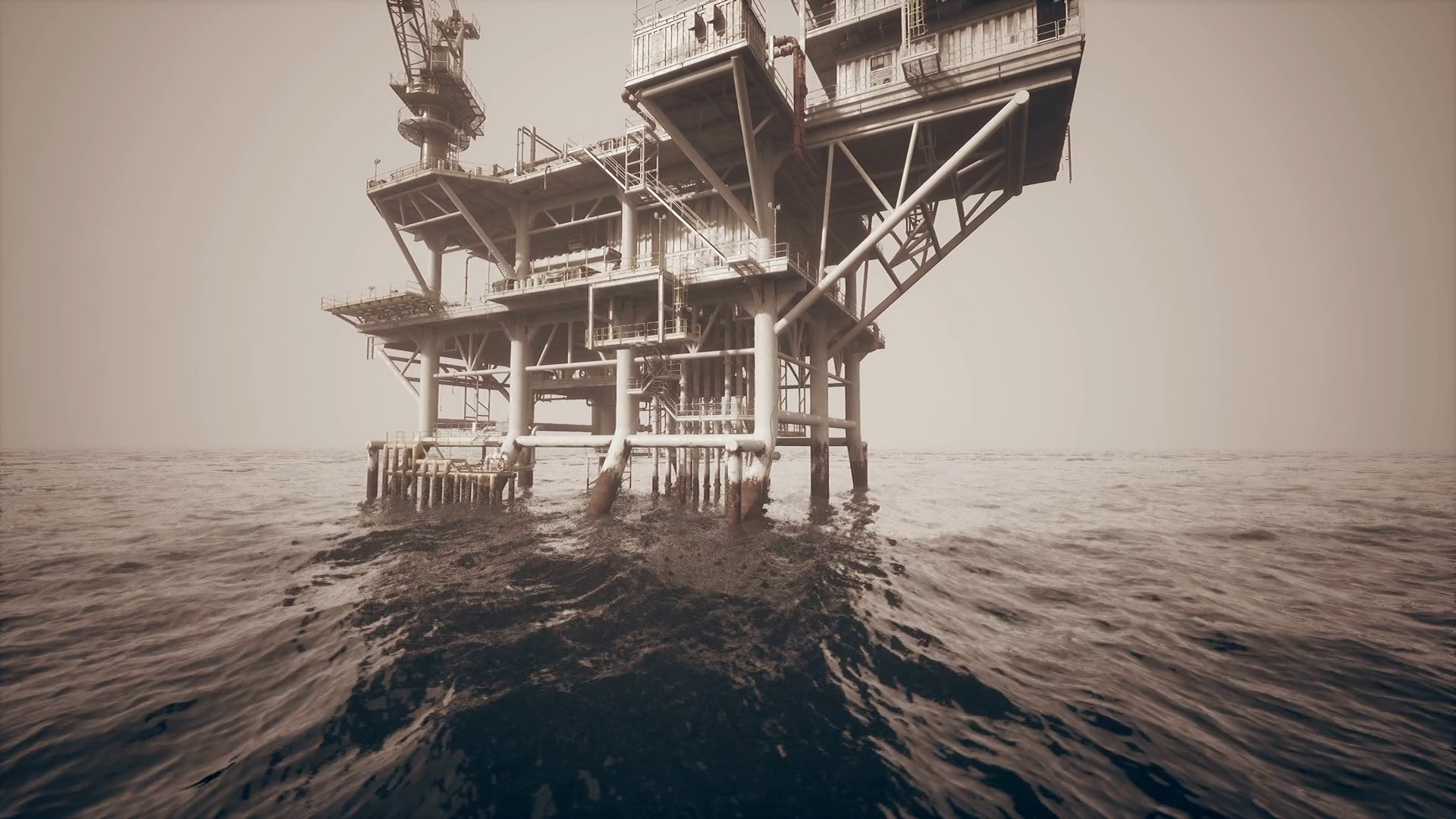 Old Oil Platform Standing In Calm Waters Stock Motion Graphics SBV ...