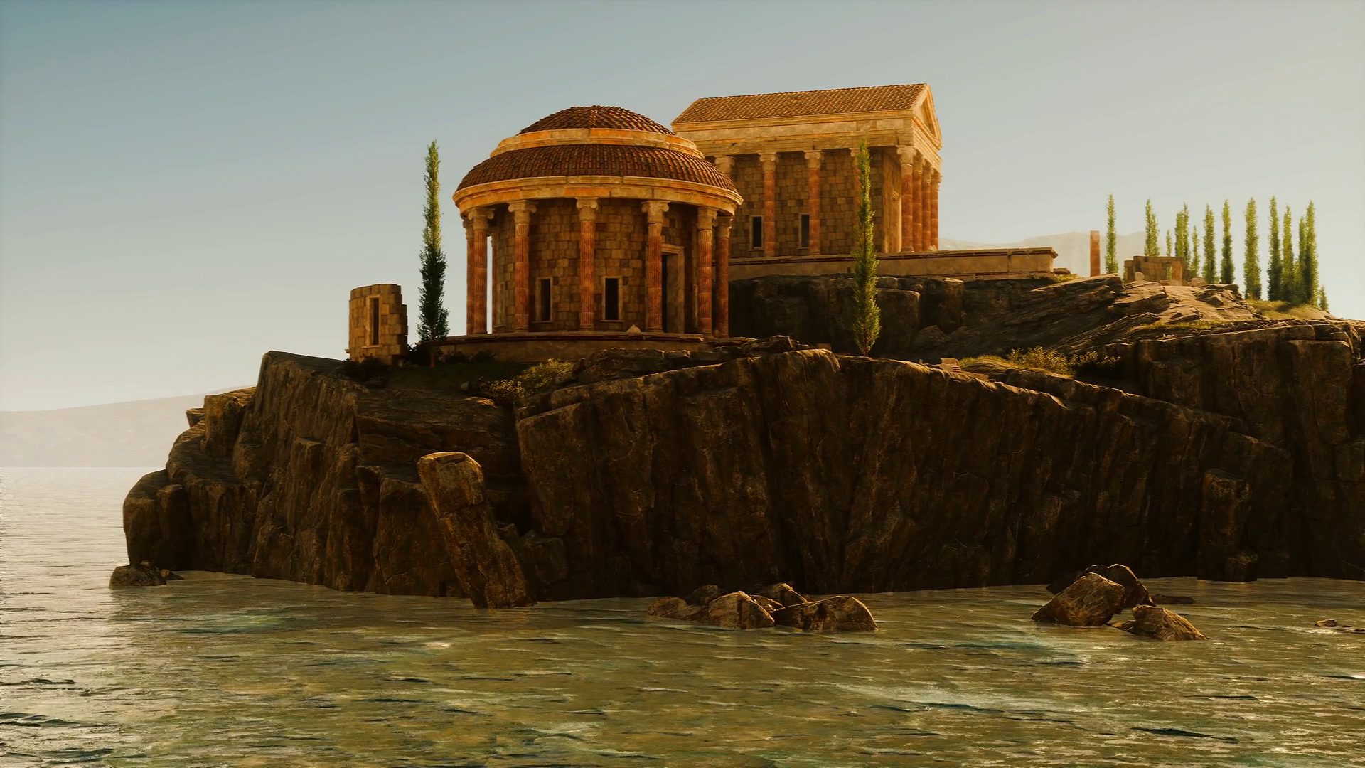 Ruins Of Ancient Roman Temple Overlooking Stock Motion Graphics SBV ...