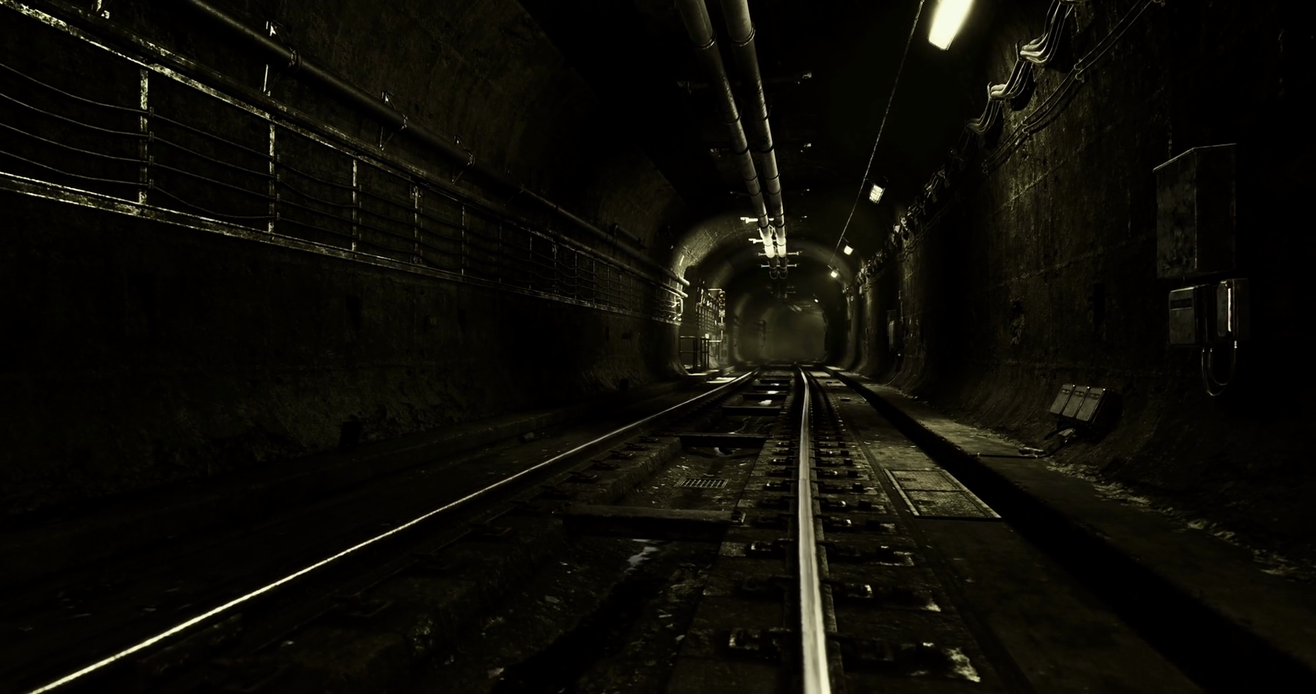 Dark Underground Railway Tunnel With Tracks Stock Motion Graphics SBV ...