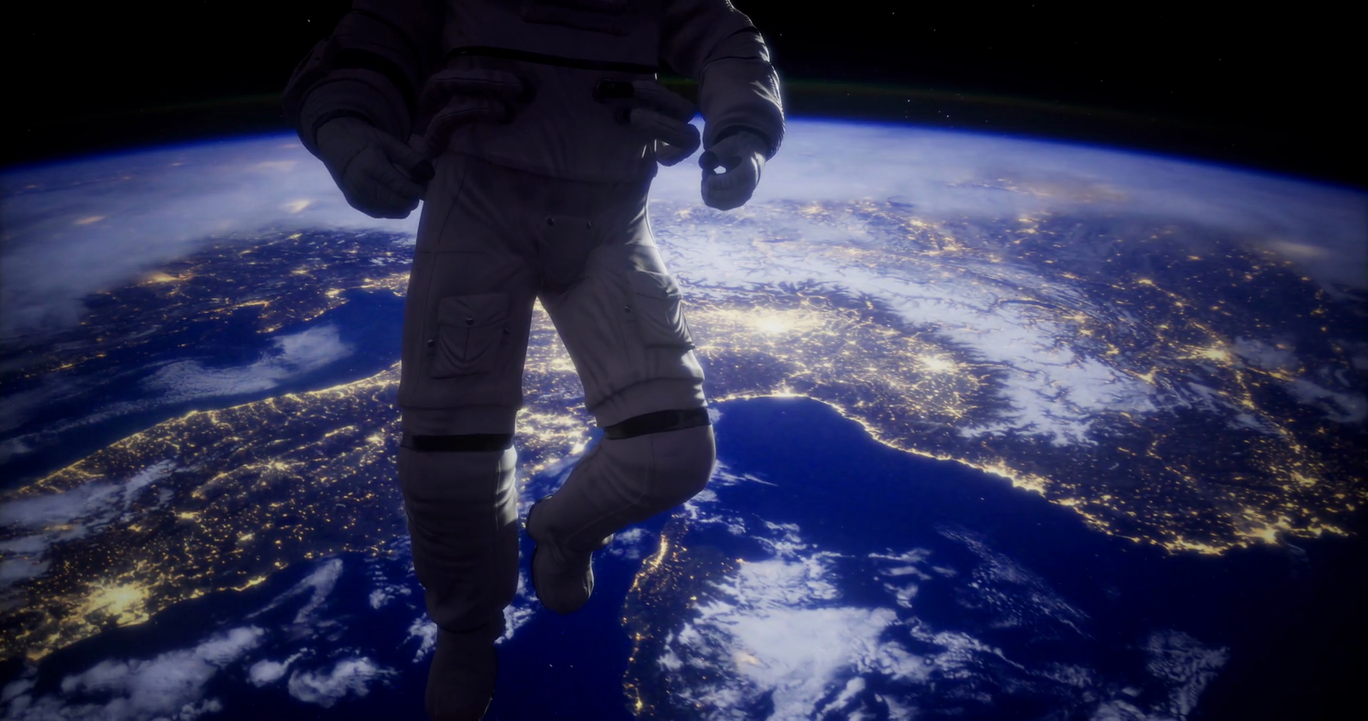 Astronaut Floating Above Earth At Night Stock Motion Graphics SBV ...