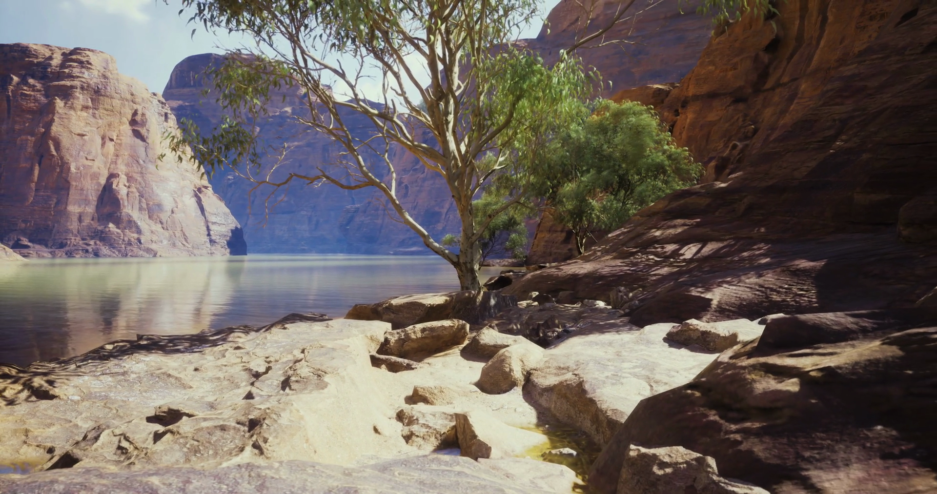Calm Waters Rocky Shores In Secluded Canyon Stock Motion Graphics SBV ...