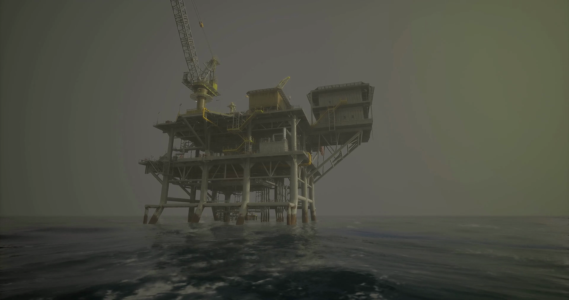Oil Rig Standing Tall In Foggy Waters Under Stock Motion Graphics SBV ...