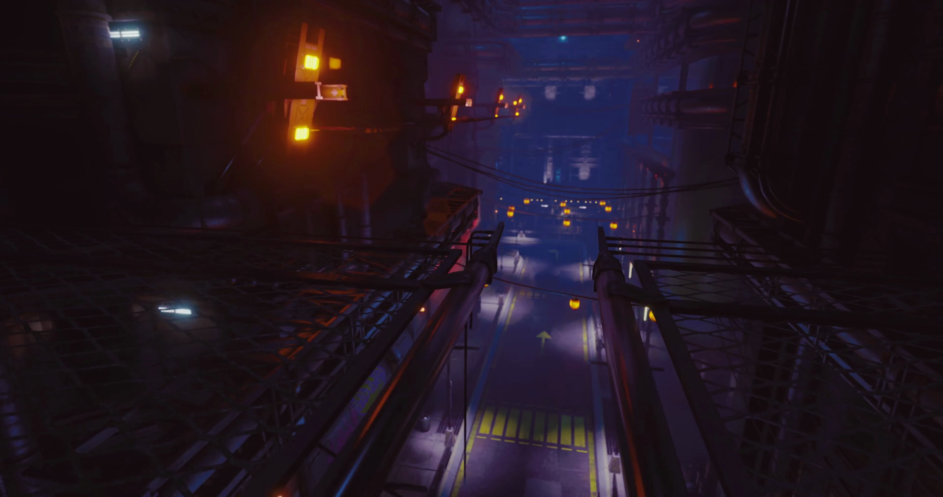 Neon Lights Illuminate Industrial Corridor Stock Motion Graphics SBV ...