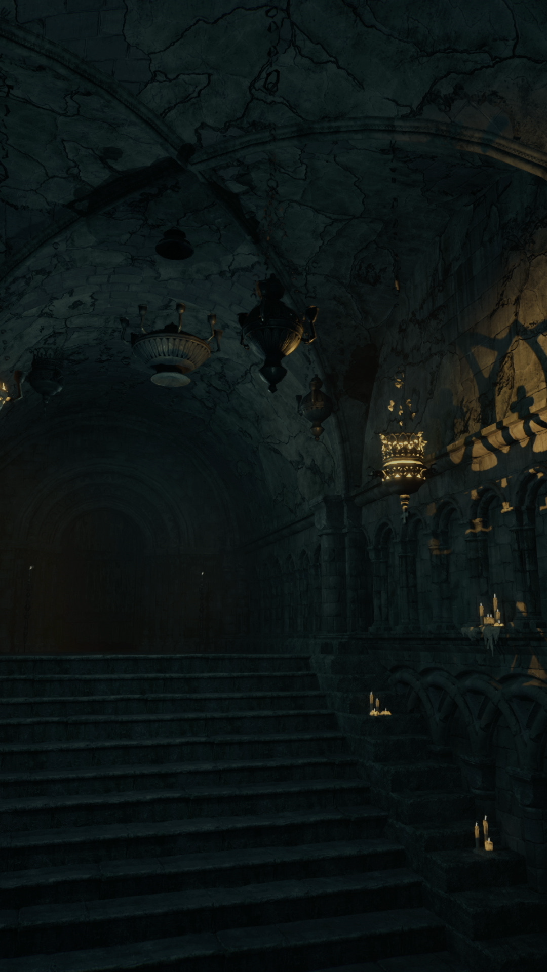 The Dimly Lit Castle Interior Reveals Grand Stock Footage SBV-353138147 ...