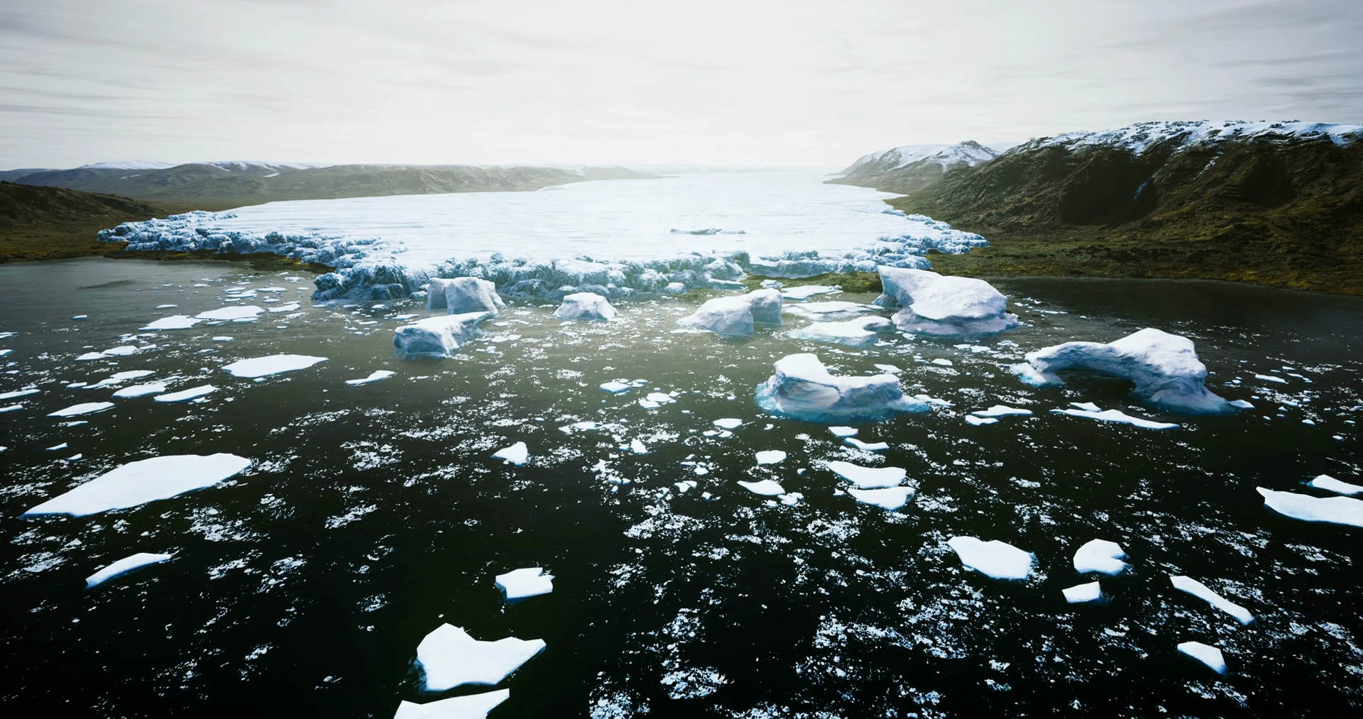 Daylight Glacier Calving Icebergs In Serene Stock Motion Graphics SBV ...