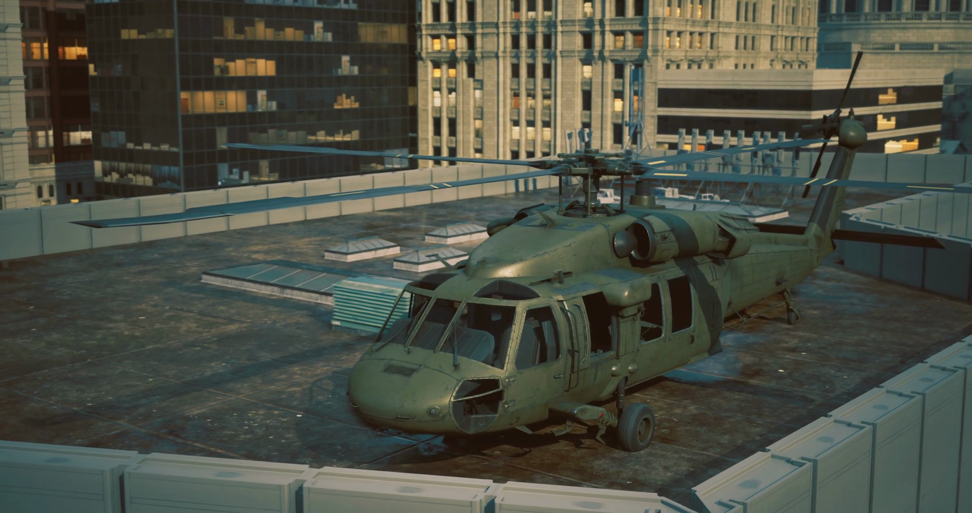Military Helicopter Landing On Urban Rooftop Stock Motion Graphics SBV ...