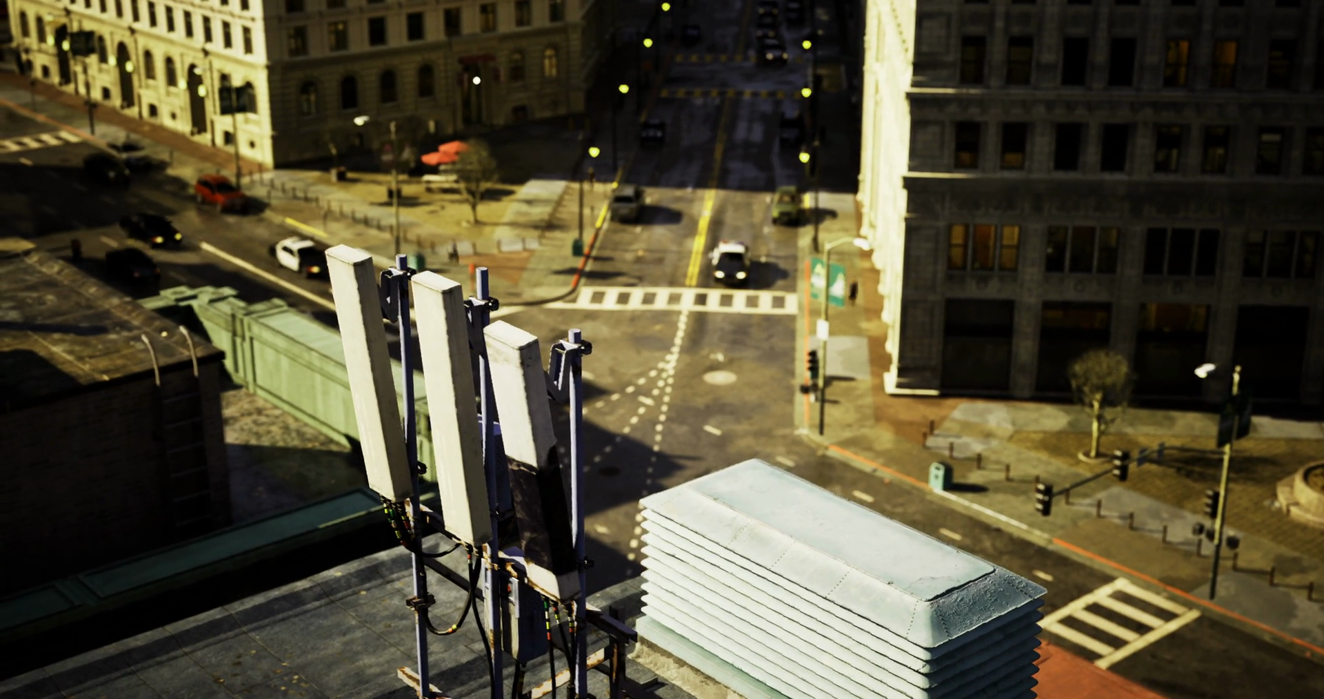 Urban Rooftop View Showcasing Cell Tower Stock Motion Graphics SBV ...