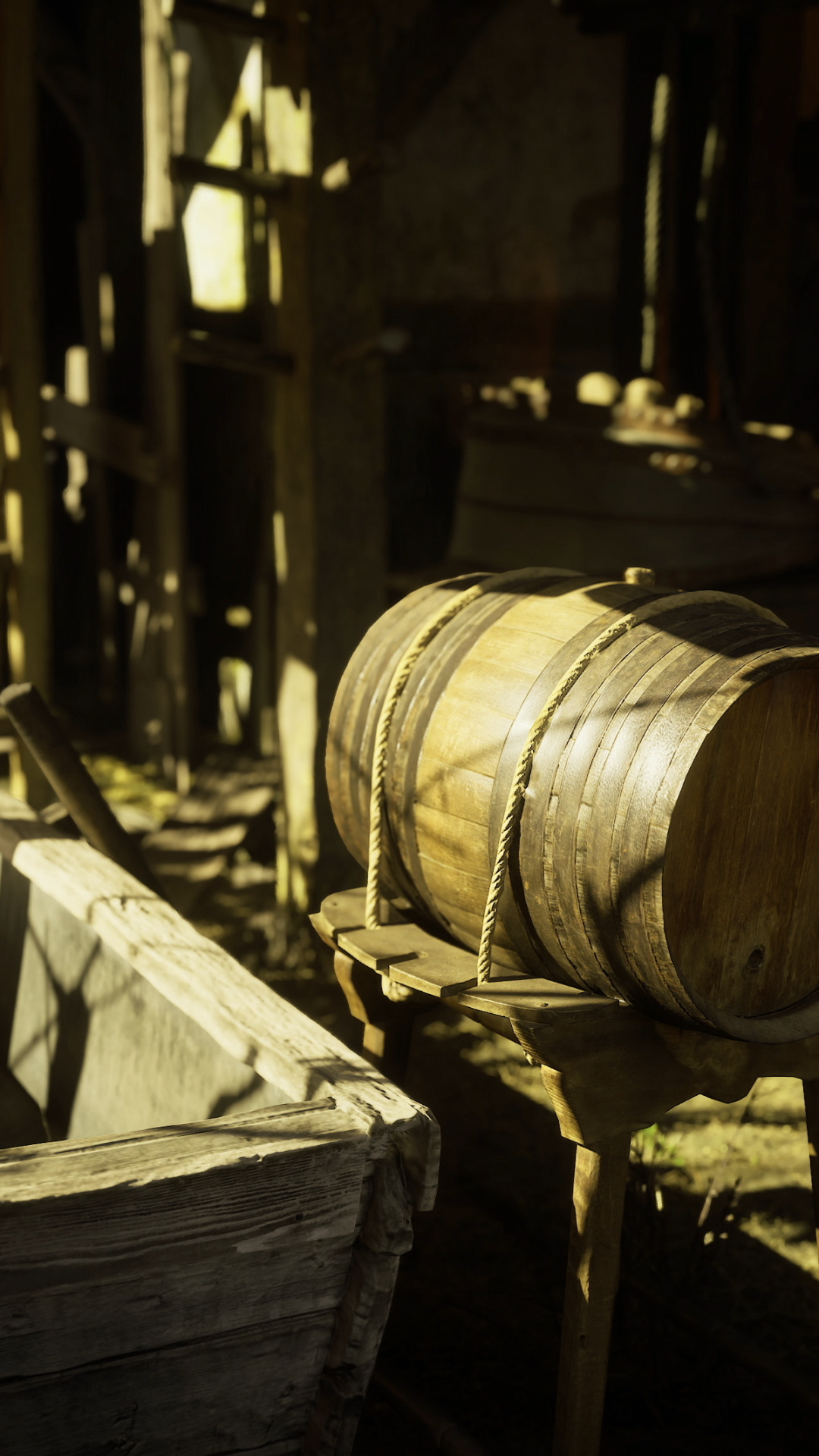 Wooden Barrel Trough Inside Rustic Storage Stock Footage SBV-353107155 ...