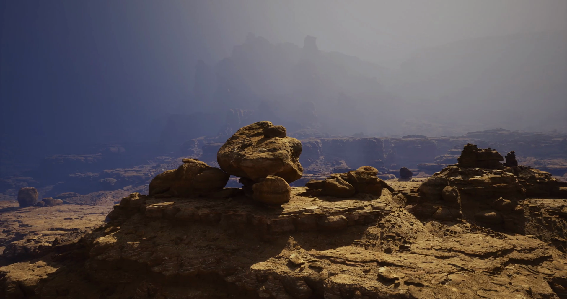 Natural Rock Formations Under Foggy Sky In Stock Motion Graphics SBV ...