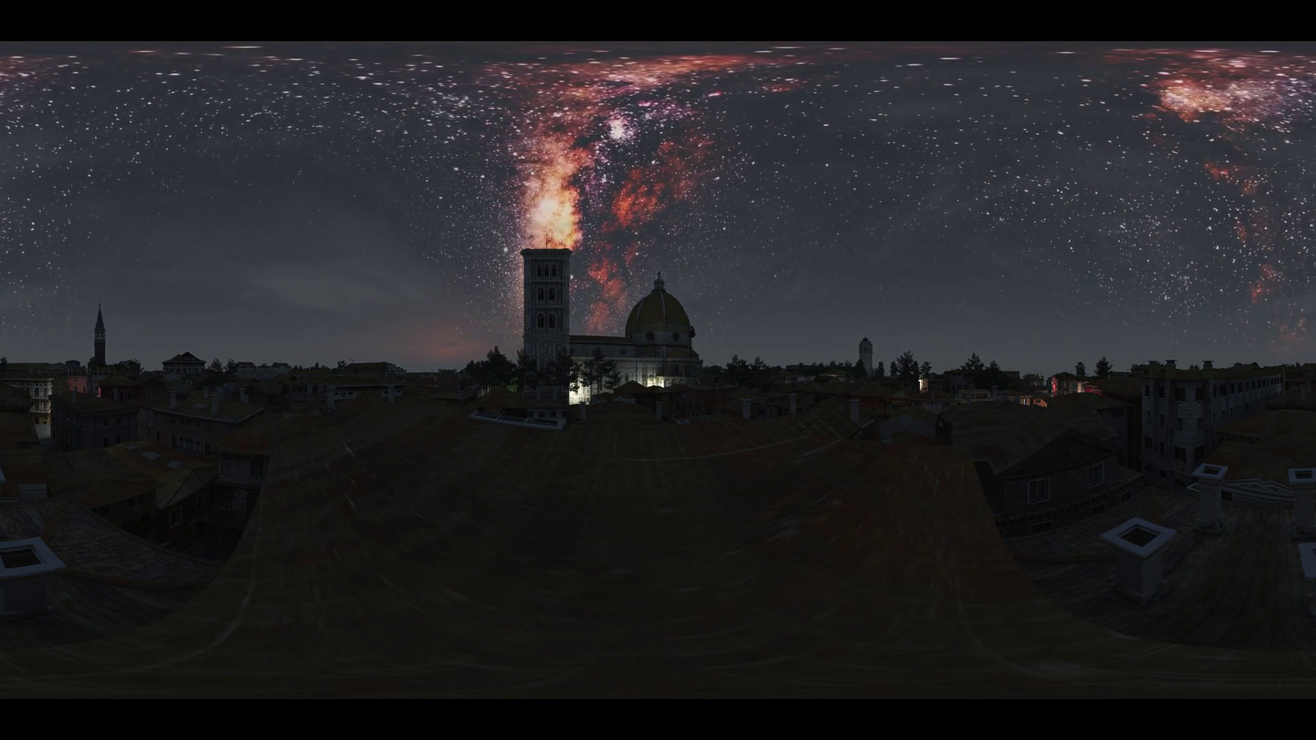 Milky Way stars at sunset virtual reality 360 degree video. Elements of ...