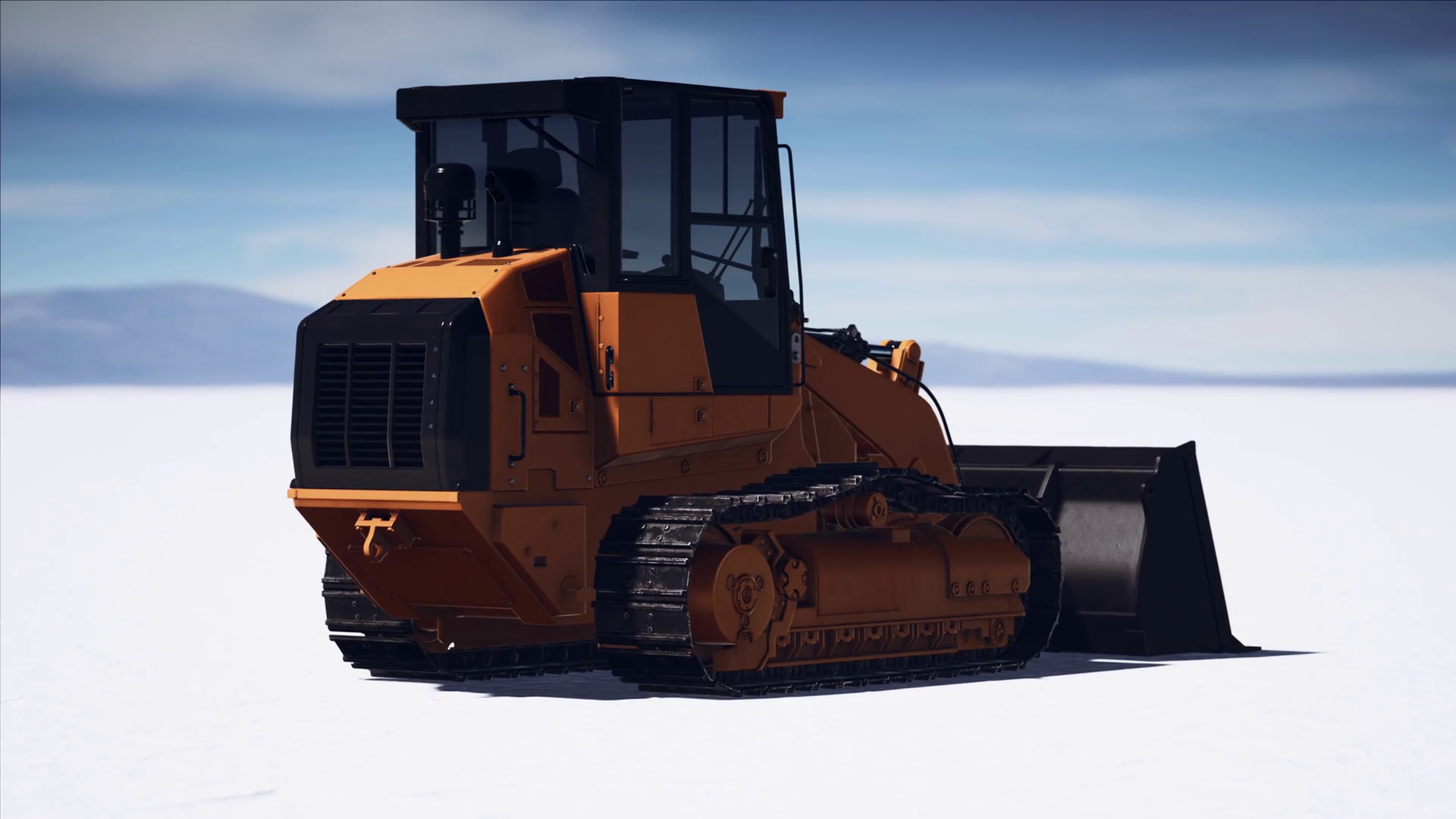 road grading machine on the salt desert road Motion Background 00:10 ...