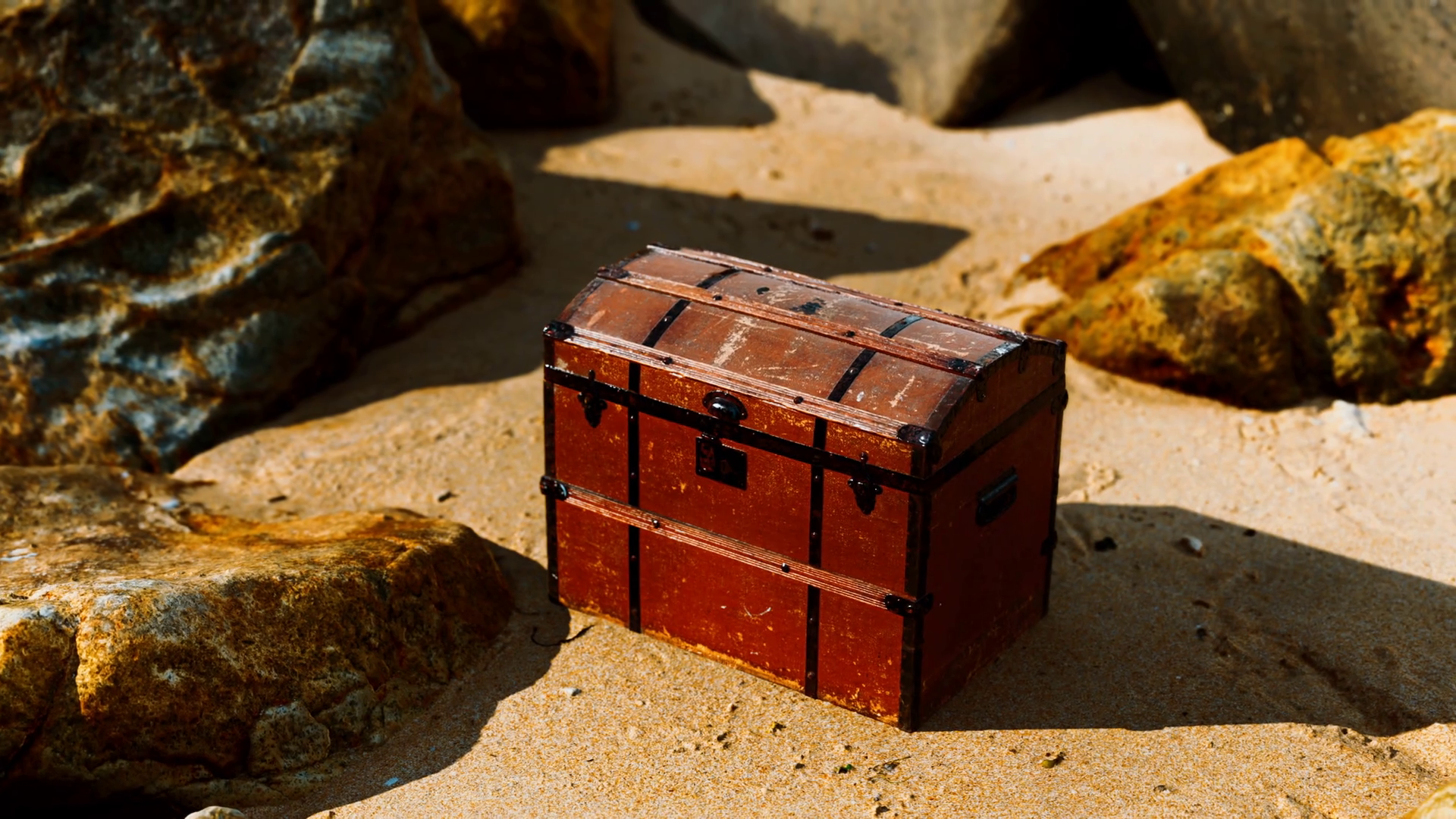 Treasure Chest In Sand Dunes On Beach Stock Motion Graphics SBV ...