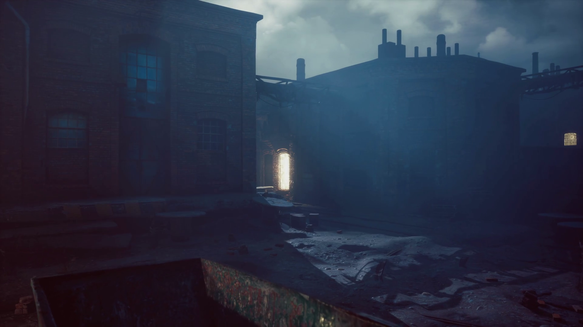 Old Dark Factory Warehouse Alley At Night Stock Motion Graphics SBV ...