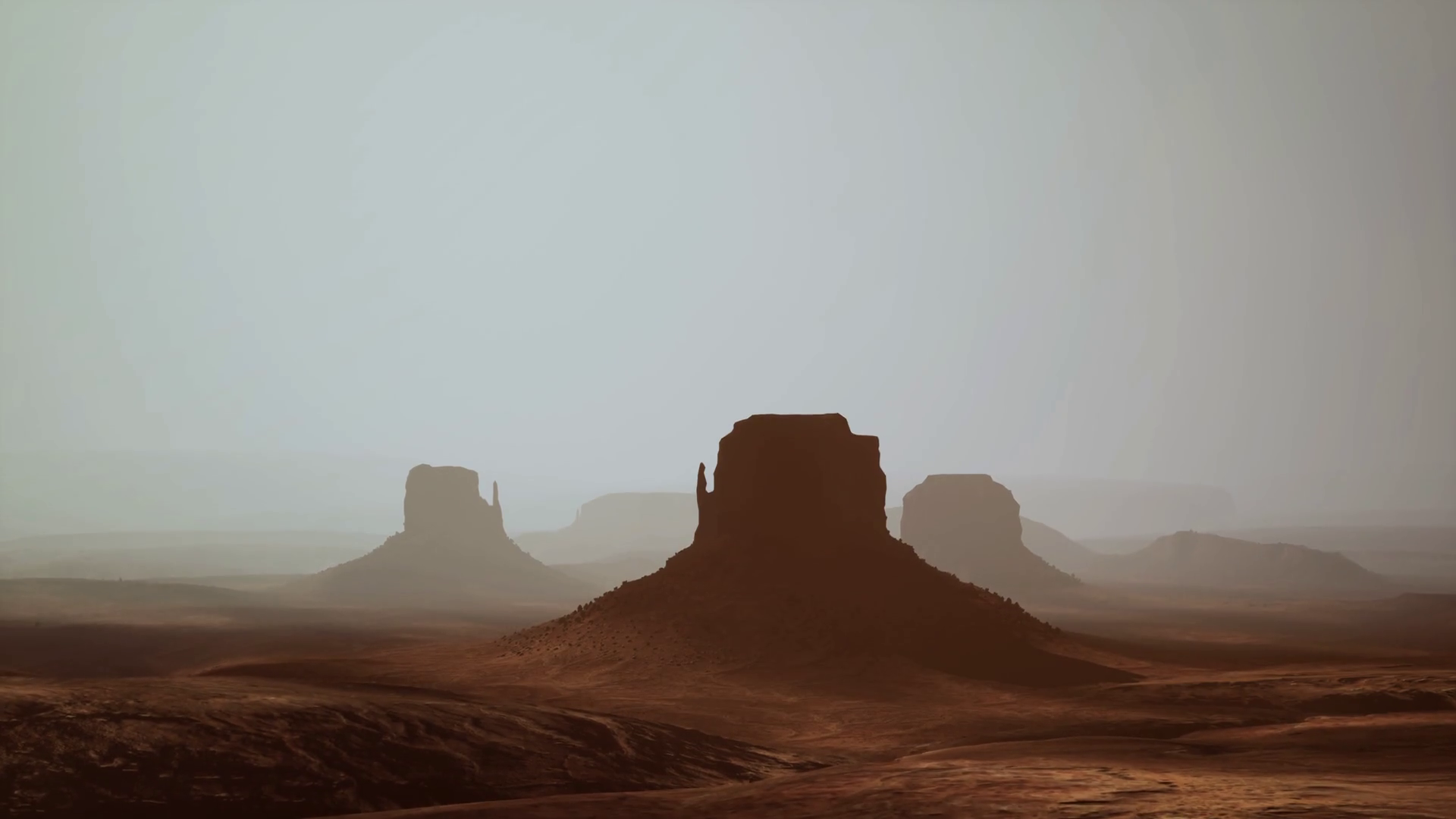 Monument Valley Tribal Park In Fog Stock Motion Graphics SBV-347565345 ...