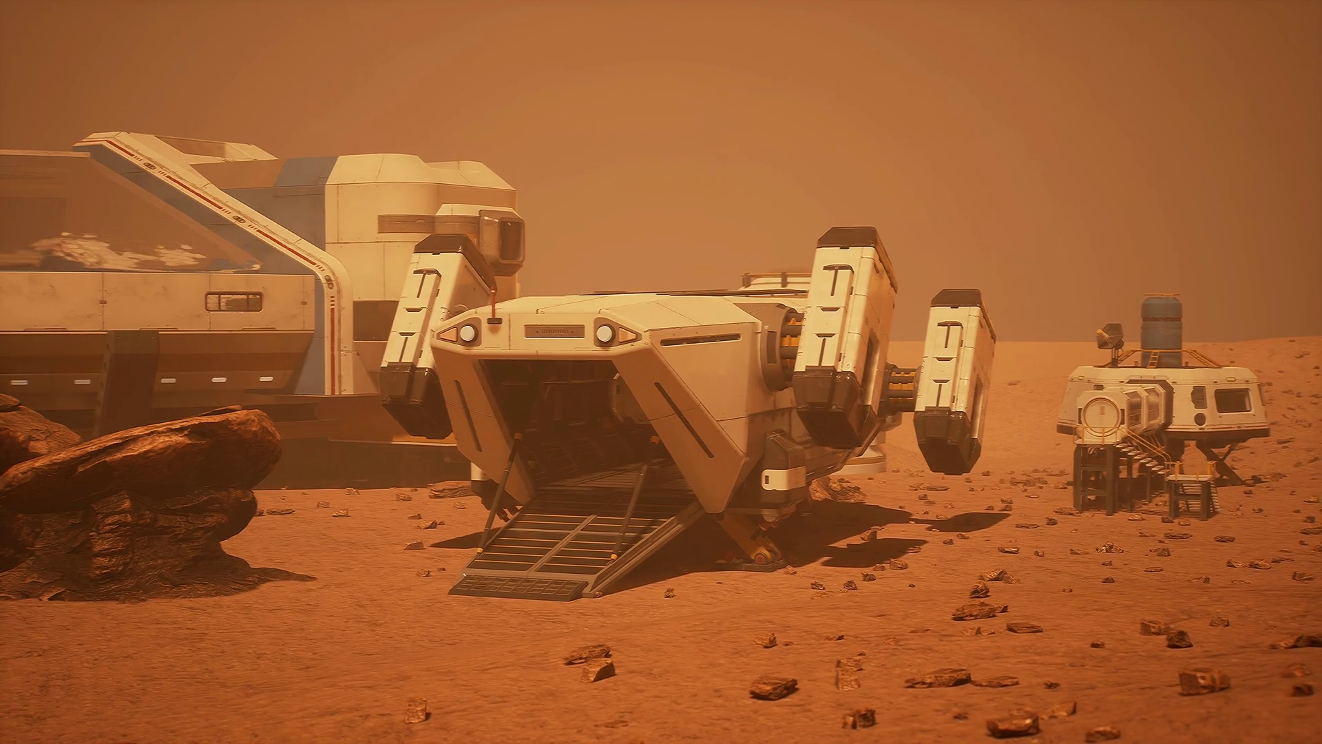 The First Human Settlement On Mars Bustling Stock Footage SBV-347703598 ...