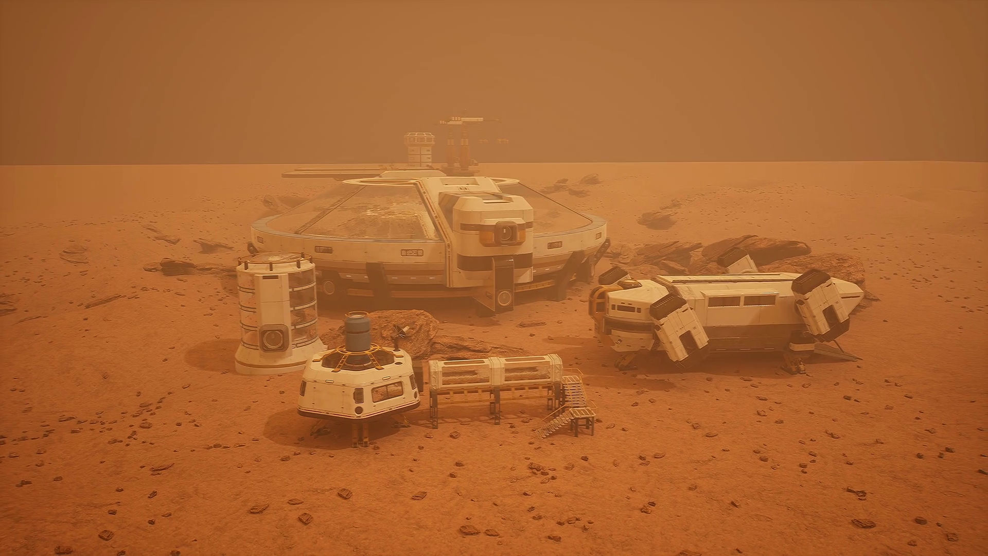 Futuristic Spaceship Landed On Mars Base Stock Motion Graphics SBV ...