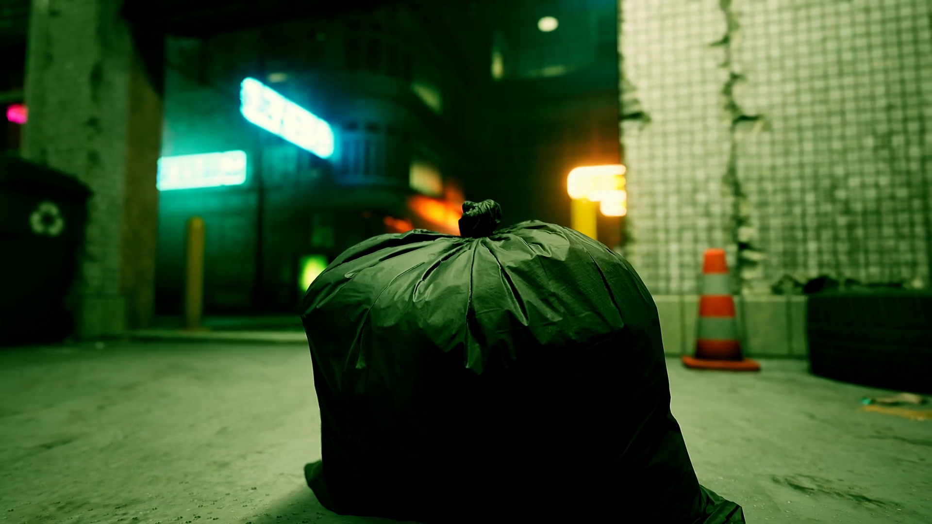 A Discarded Garbage Bag In Front Of Building Stock Footage SBV ...