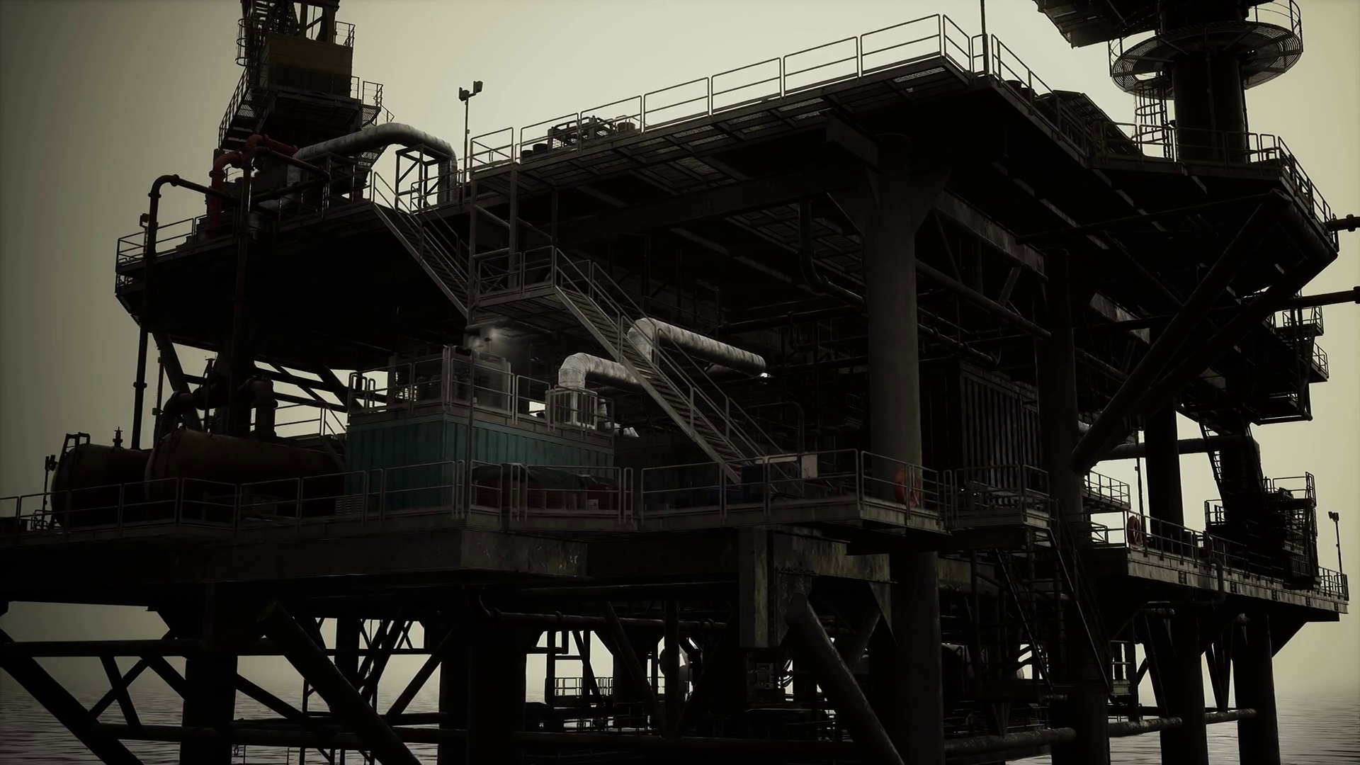 A Large Oil Rig Sitting On Top Of Large Body Stock Footage SBV ...