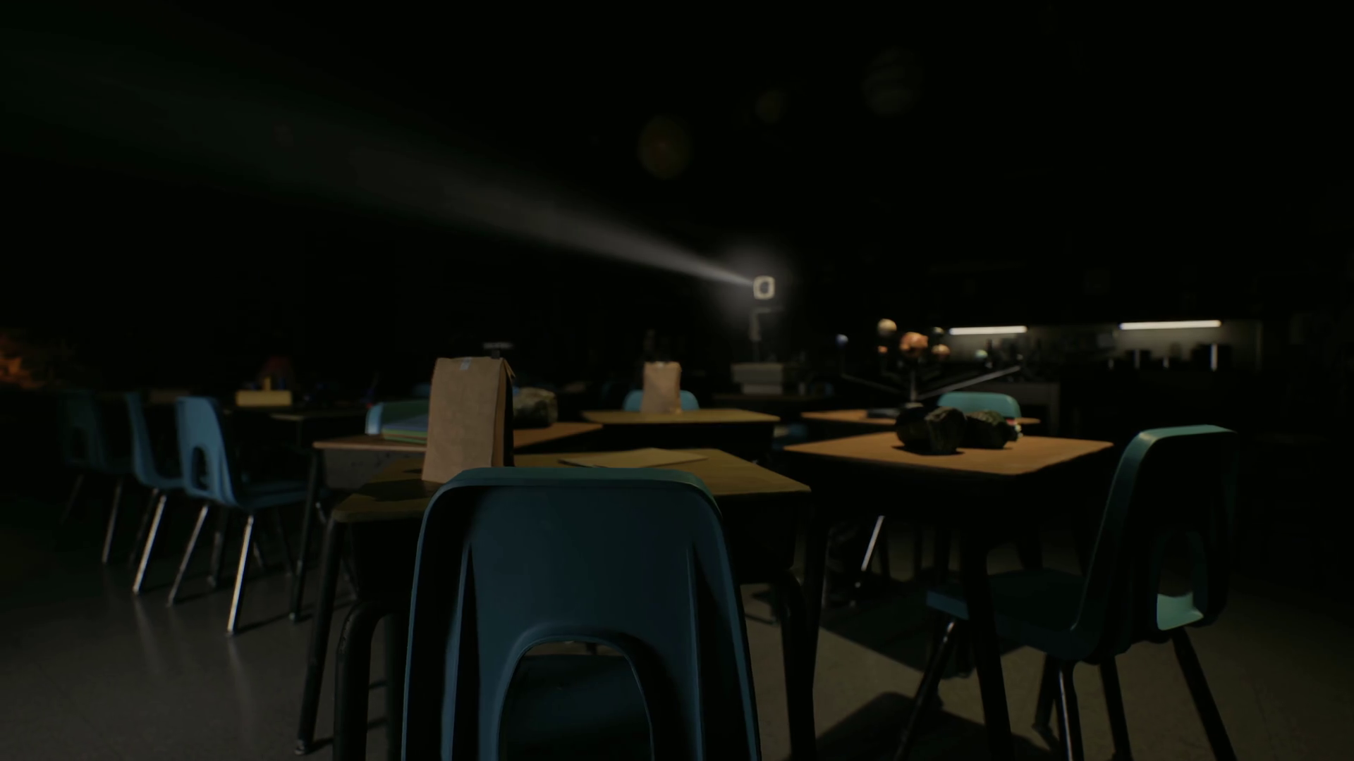 A Dimly Lit School Laboratory With Tables Stock Footage SBV-348714905 ...