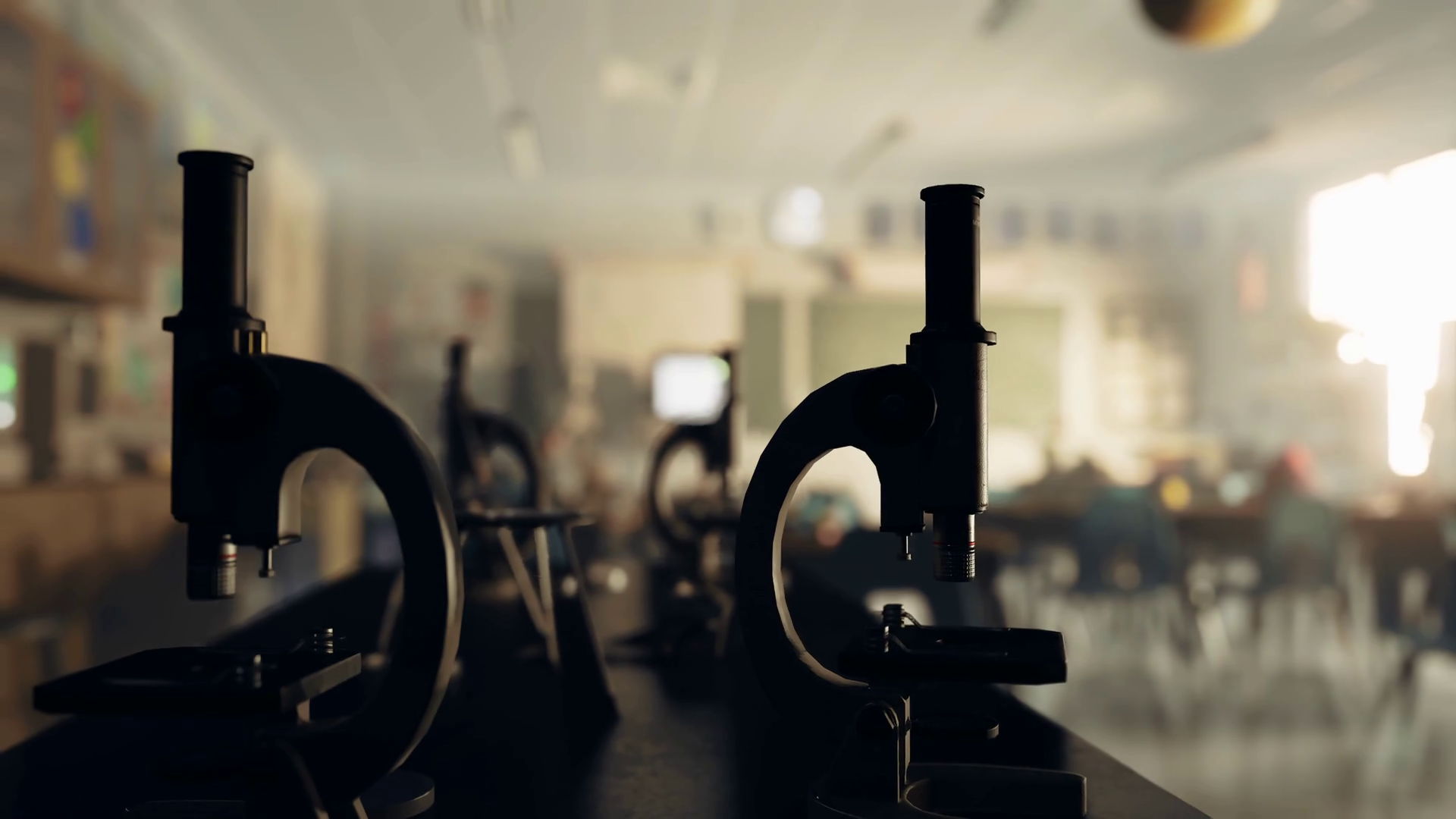 Microscopes On Table In School Laboratory Stock Motion Graphics SBV ...