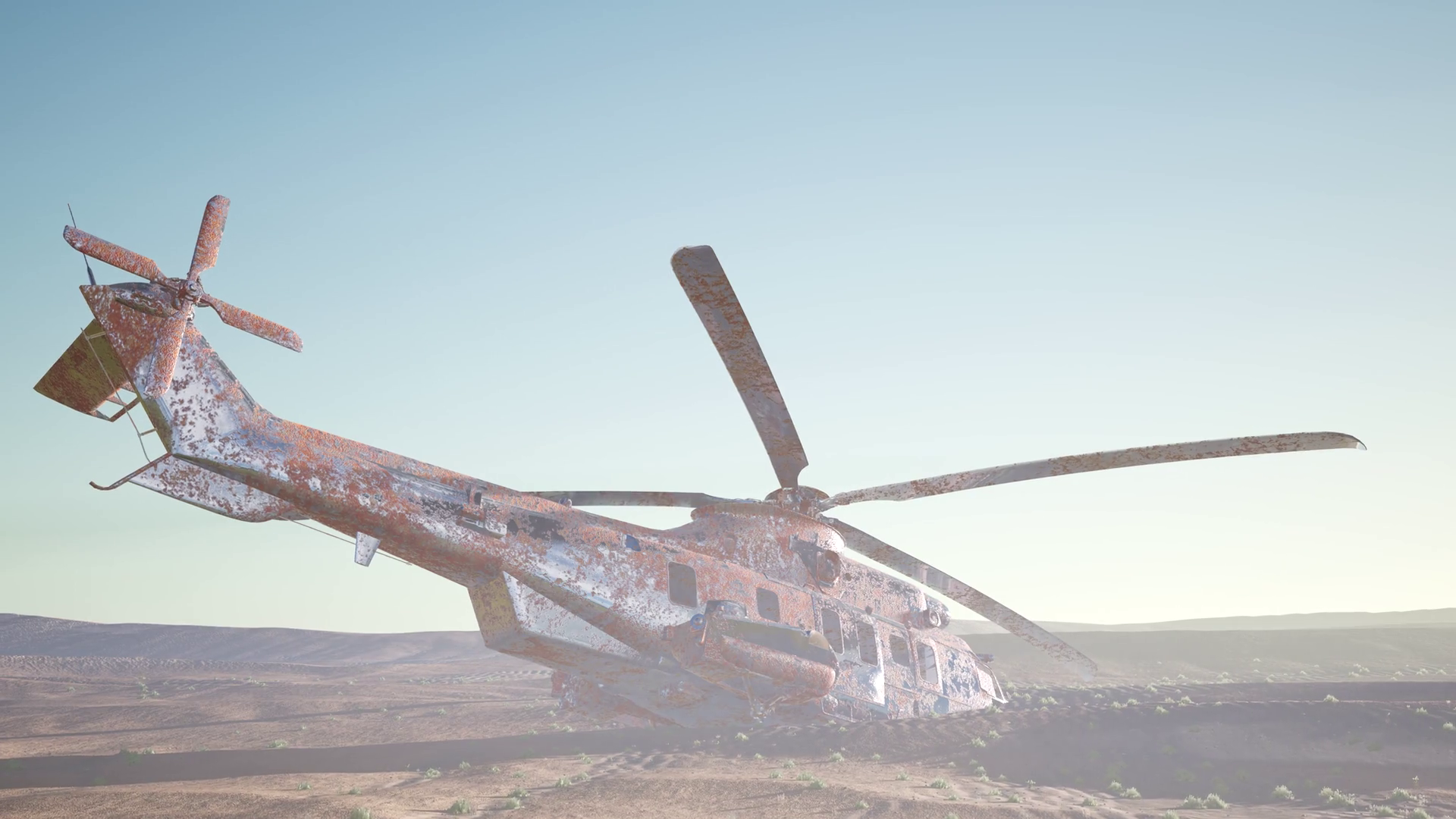 Old Rusted Military Helicopter In Desert At Stock Motion Graphics SBV ...