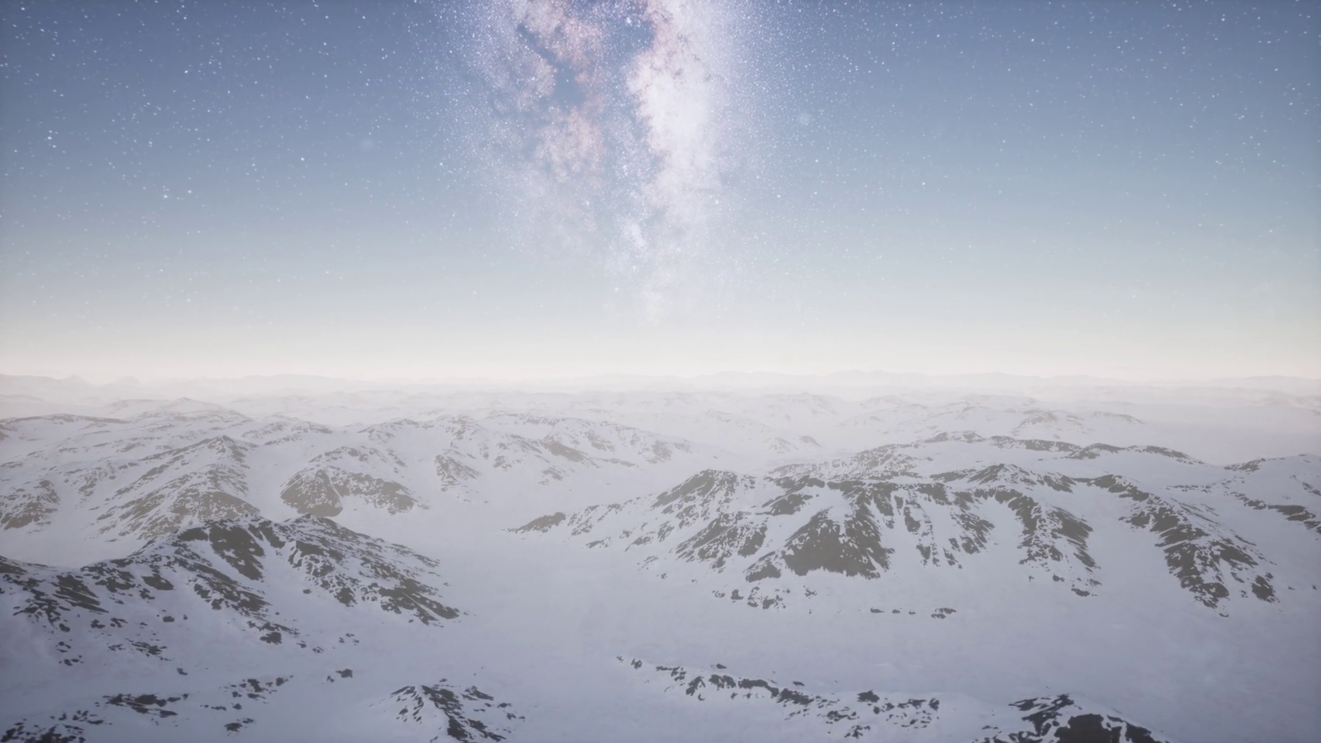 aerial view of Milky Way above snow covered terrain Stock Video Footage ...