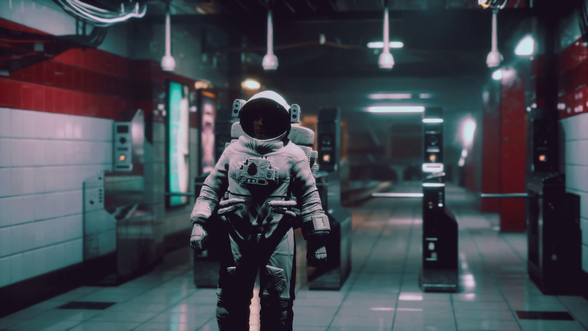 Astronaut At Underground Metro Subway Stock Footage SBV-346481725 ...