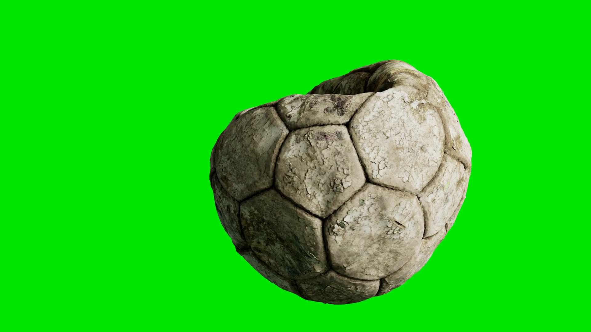 Old Deflated Soccer Ball On Green Chromakey Stock Footage SBV-338918424 ...