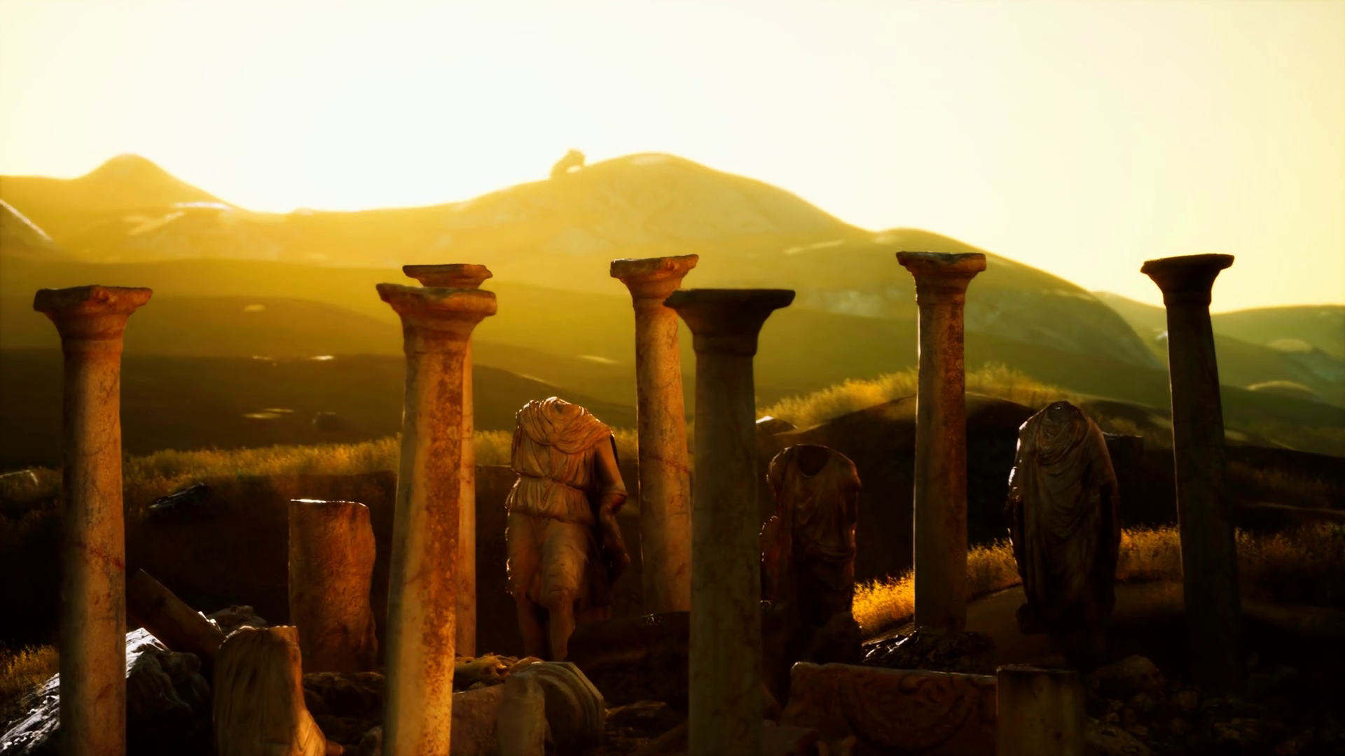 Old Roman Temple Ruins At Sunset Stock Footage SBV-346444172 - Storyblocks