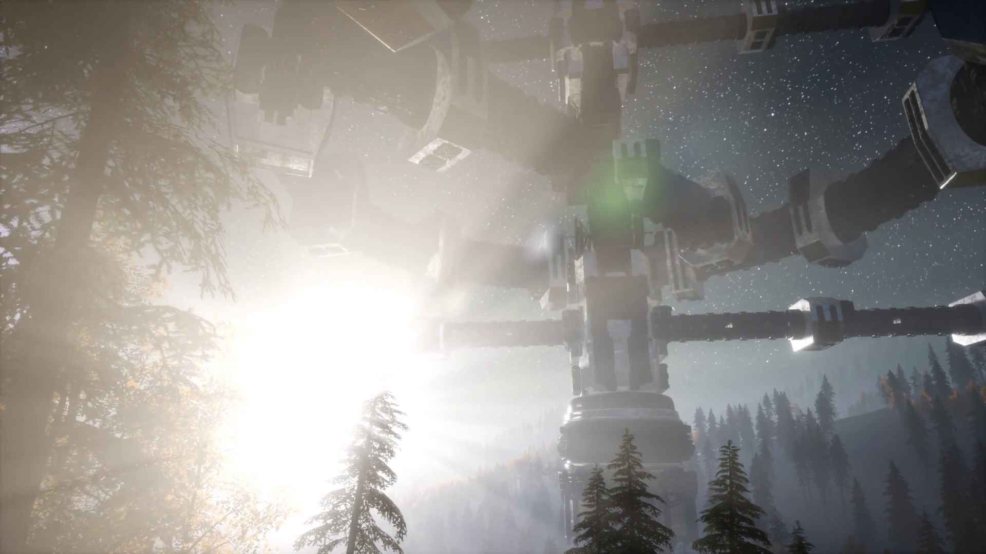 Ufo Hovering Over Forest At Night With Light Stock Footage SBV ...