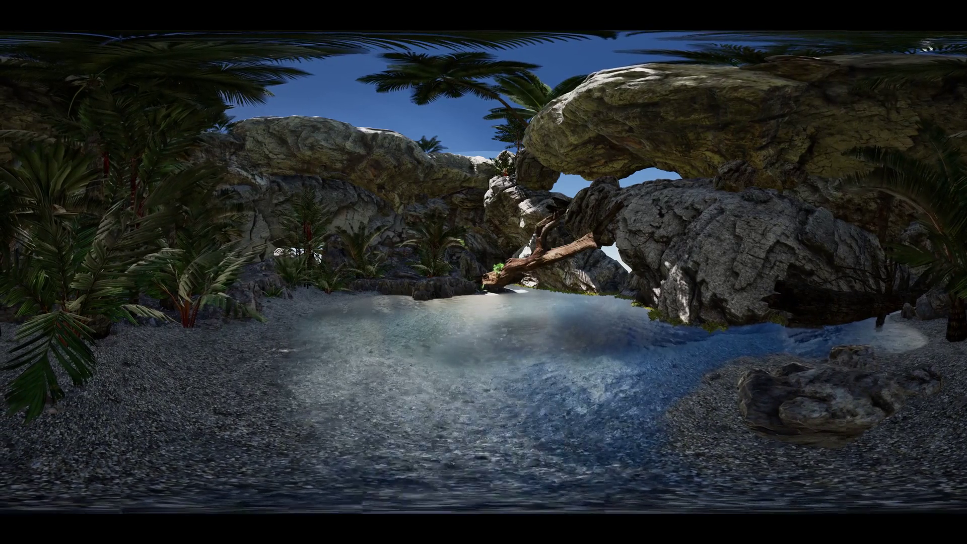 VR 360 cave paradise blue sea and sky. paradise on beach tropical ...