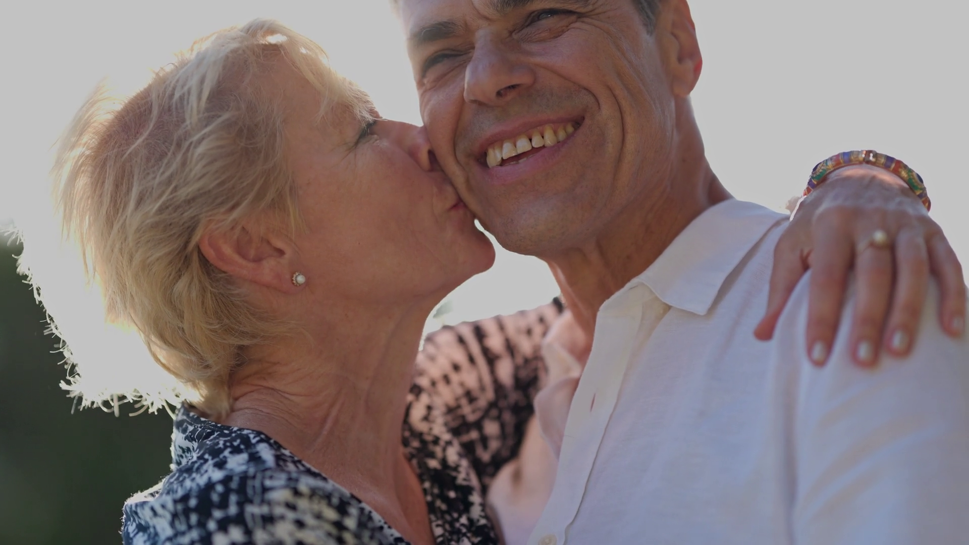 Elderly Woman Kissing Husband On Cheek Stock Footage SBV-352186117 ...