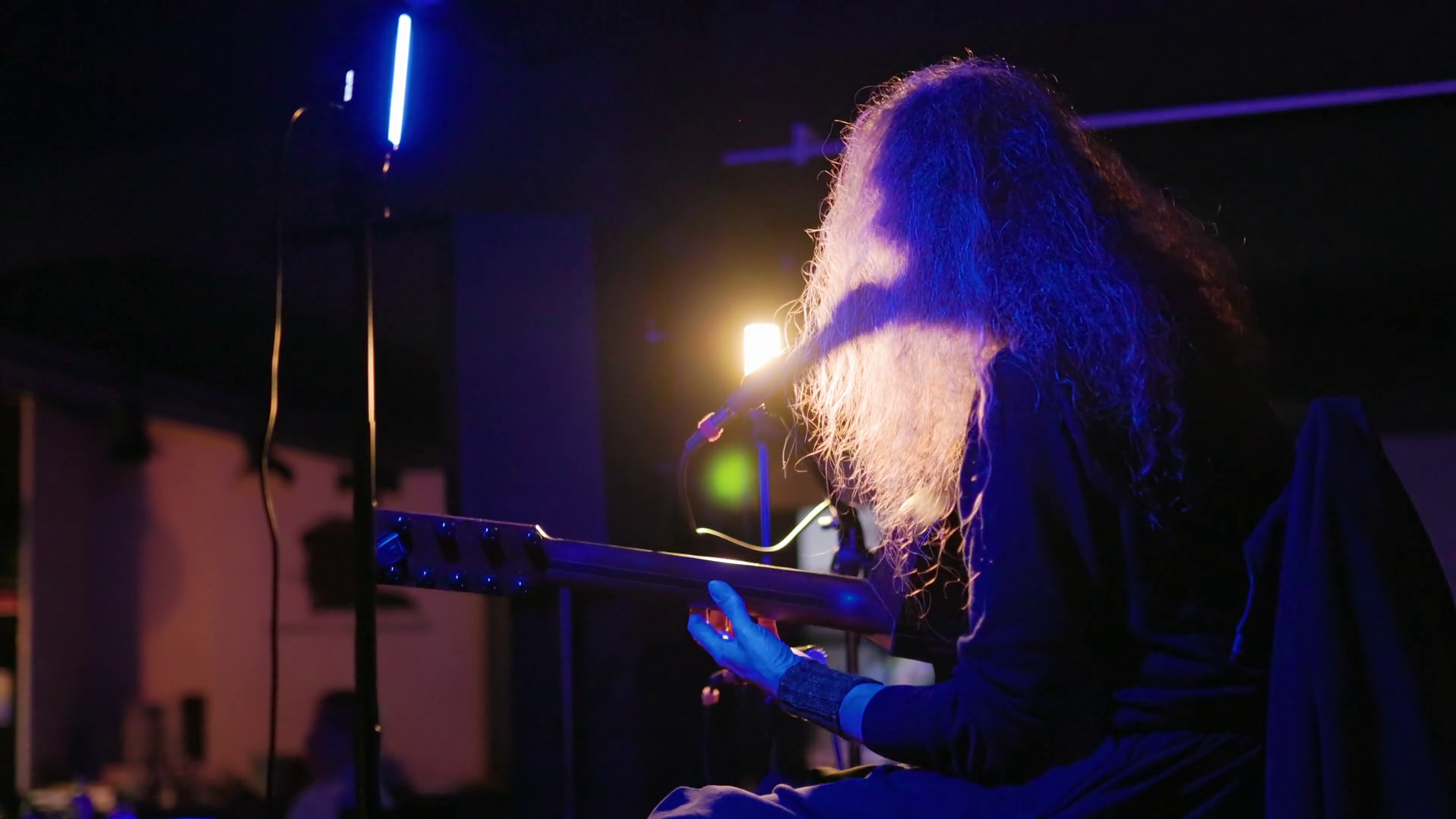Long Haired Musician Playing Guitar On Stage Stock Footage SBV ...