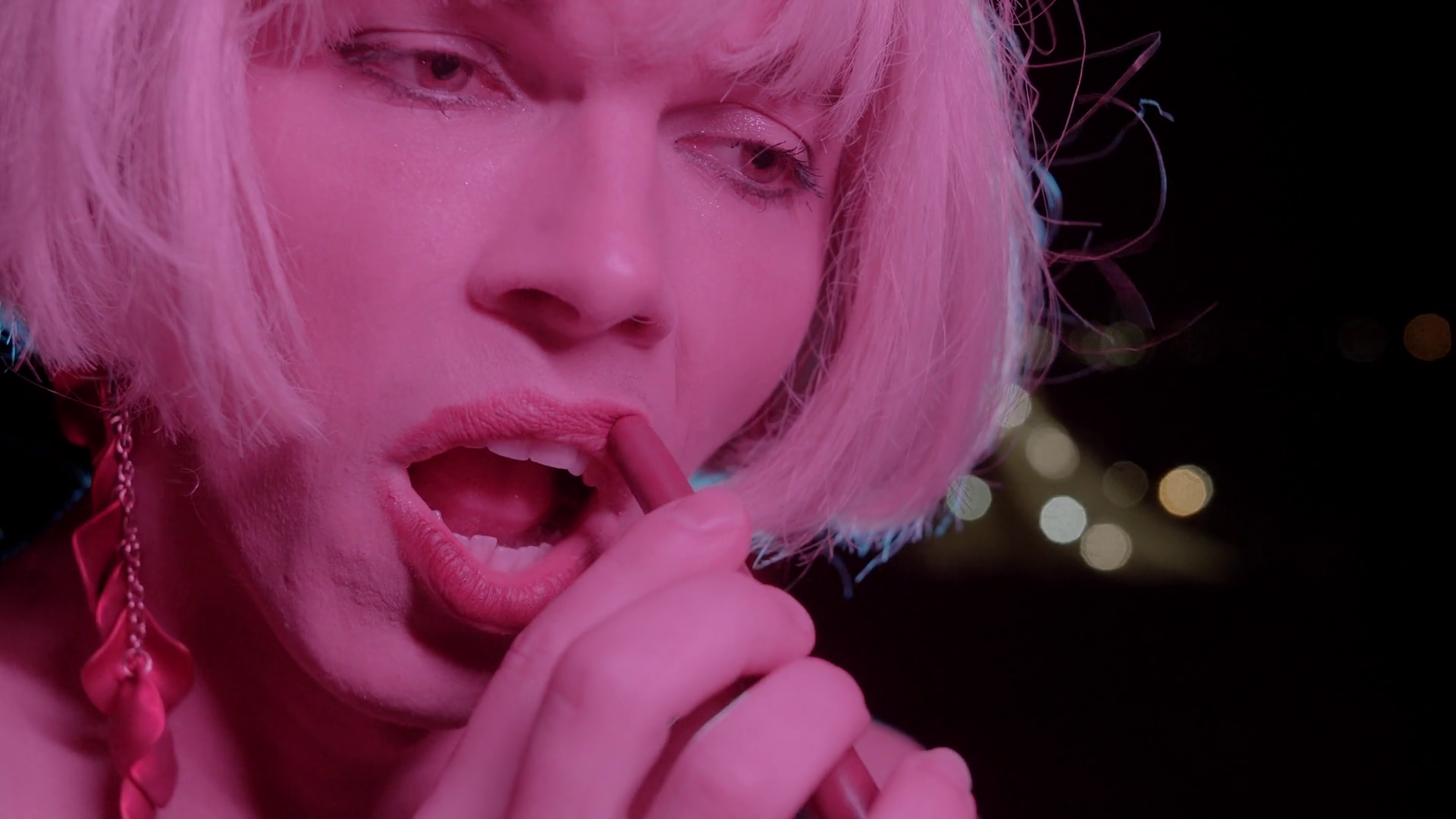 Extravagant Drag Queen Putting On Lipstick Stock Footage SBV-352242192 ...