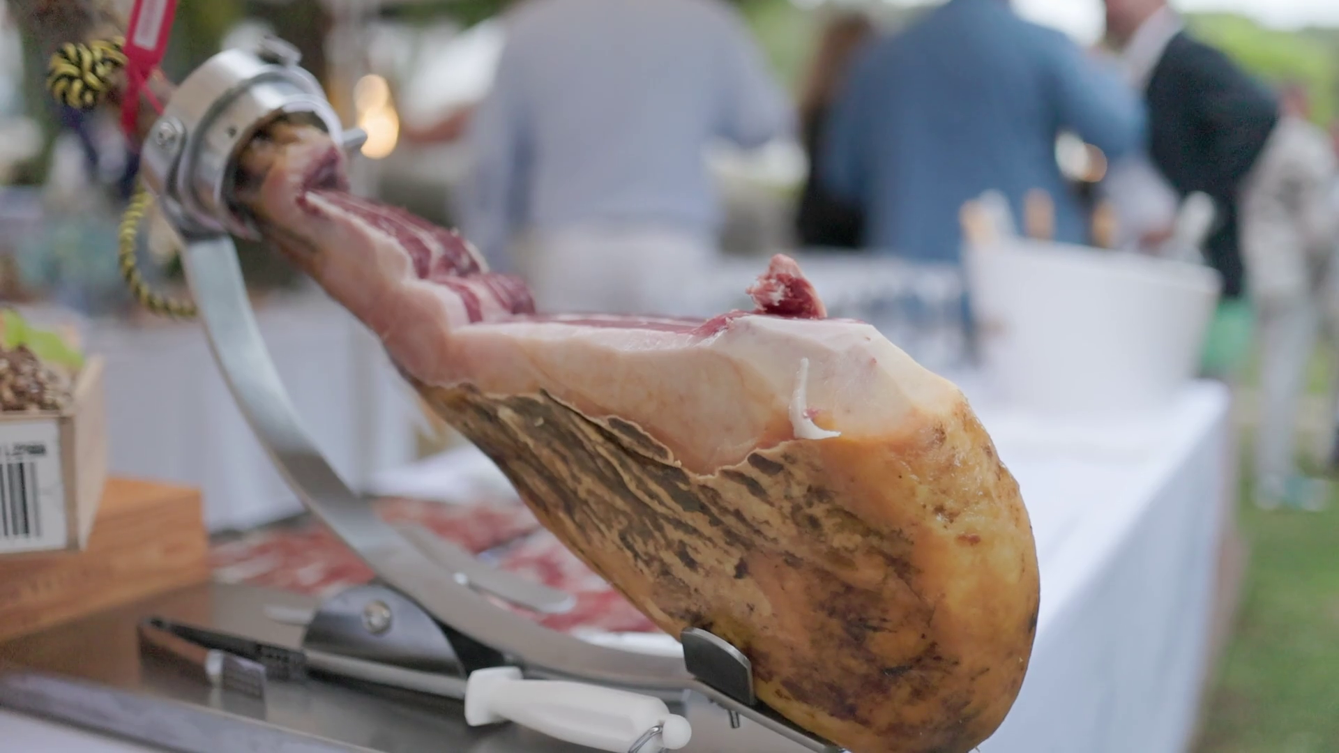 Iberian Ham Leg On Rotating Metal Stand At Stock Footage SBV-352260571 ...