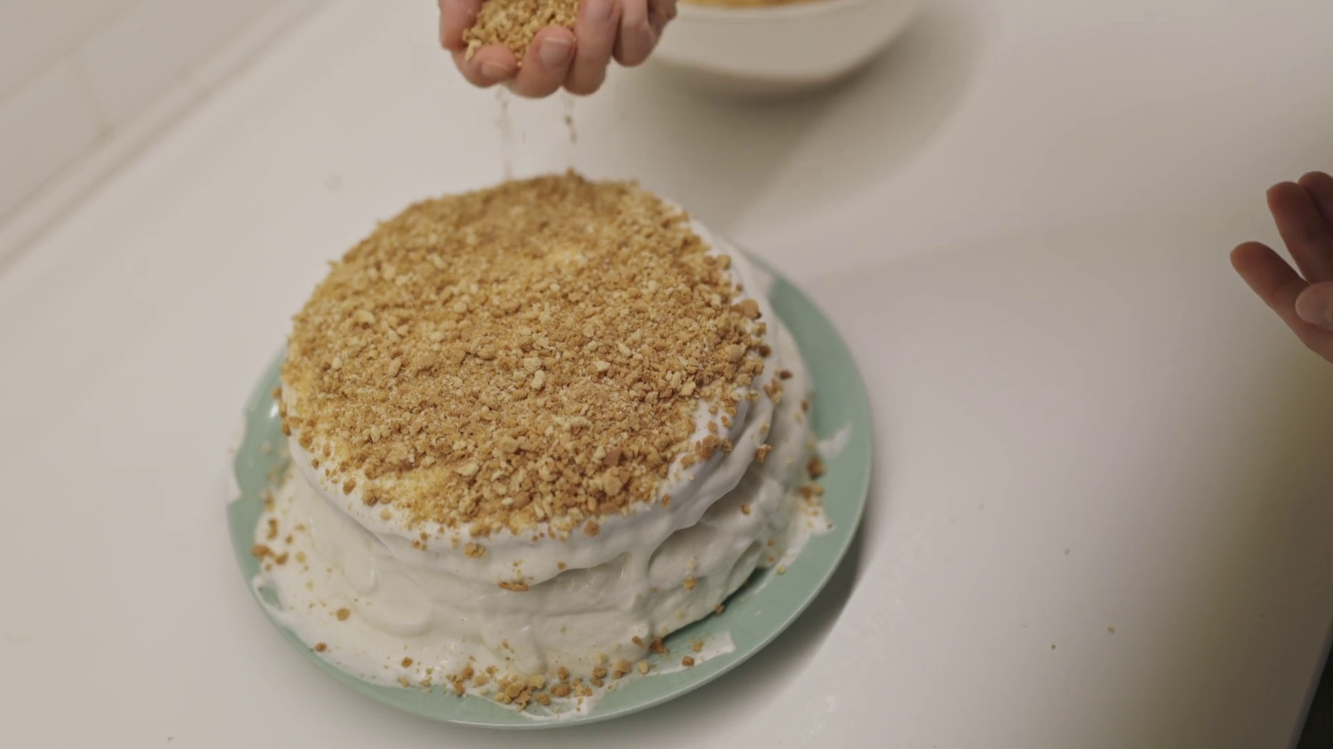 Pastry Chef Sprinkling Crumbs On Cake Stock Footage SBV-353057376 ...