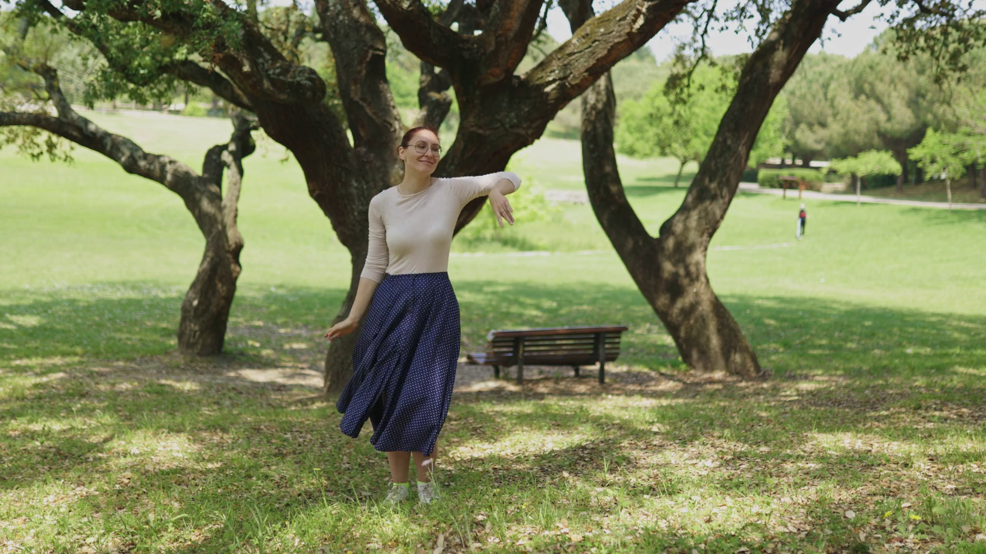 Joyful Woman Dancing Happily In Sunny Park Stock Footage SBV-353448328 ...