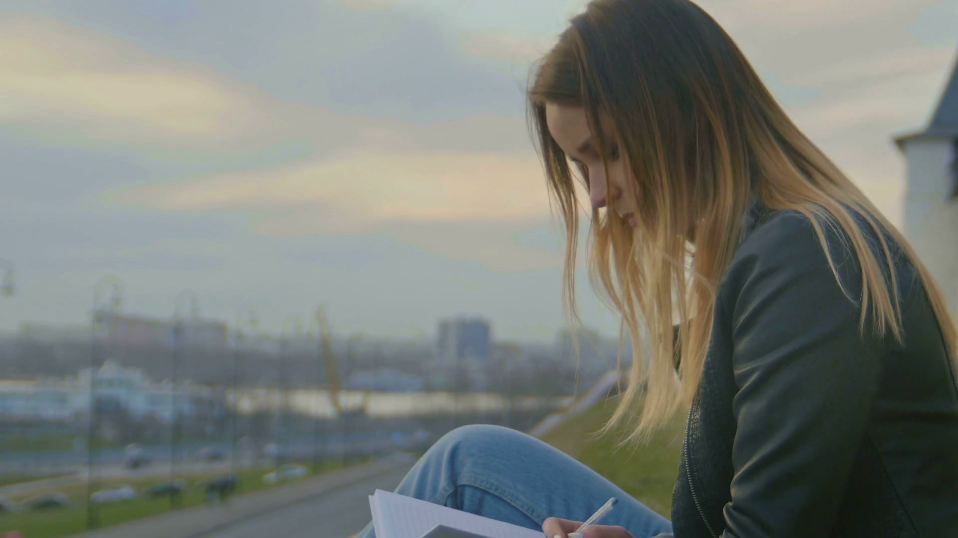 Cute Young Girl Writing Diary Sits On Stock Footage SBV-306731949 ...