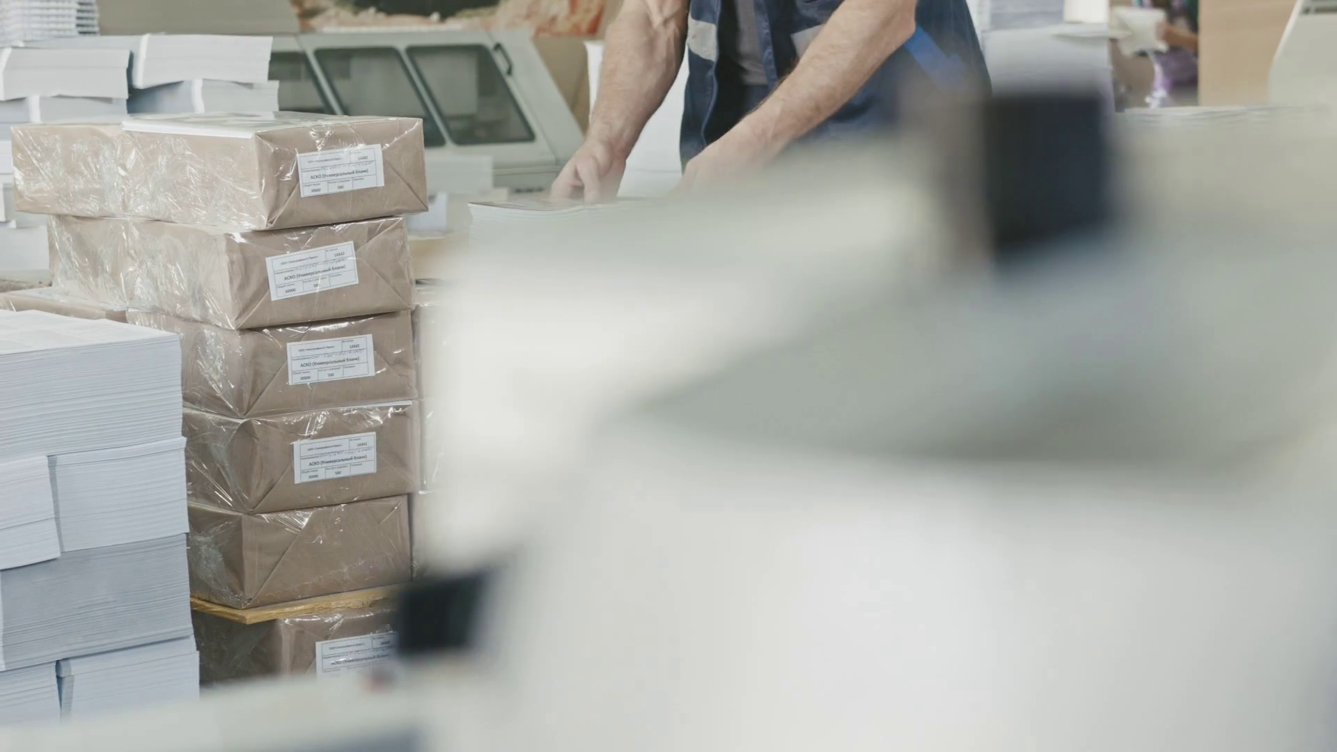 Factory Worker On Warehouse Packing Boxes Stock Footage SBV-310442156 ...