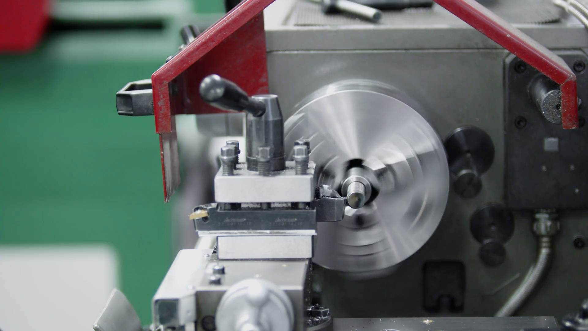 A Precision Lathe Cutting Metal With Stock Footage SBV-348634788 ...