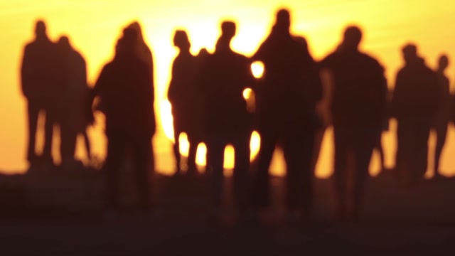 Group Of People Walking In Slow Motion Silhouette City Urban ...