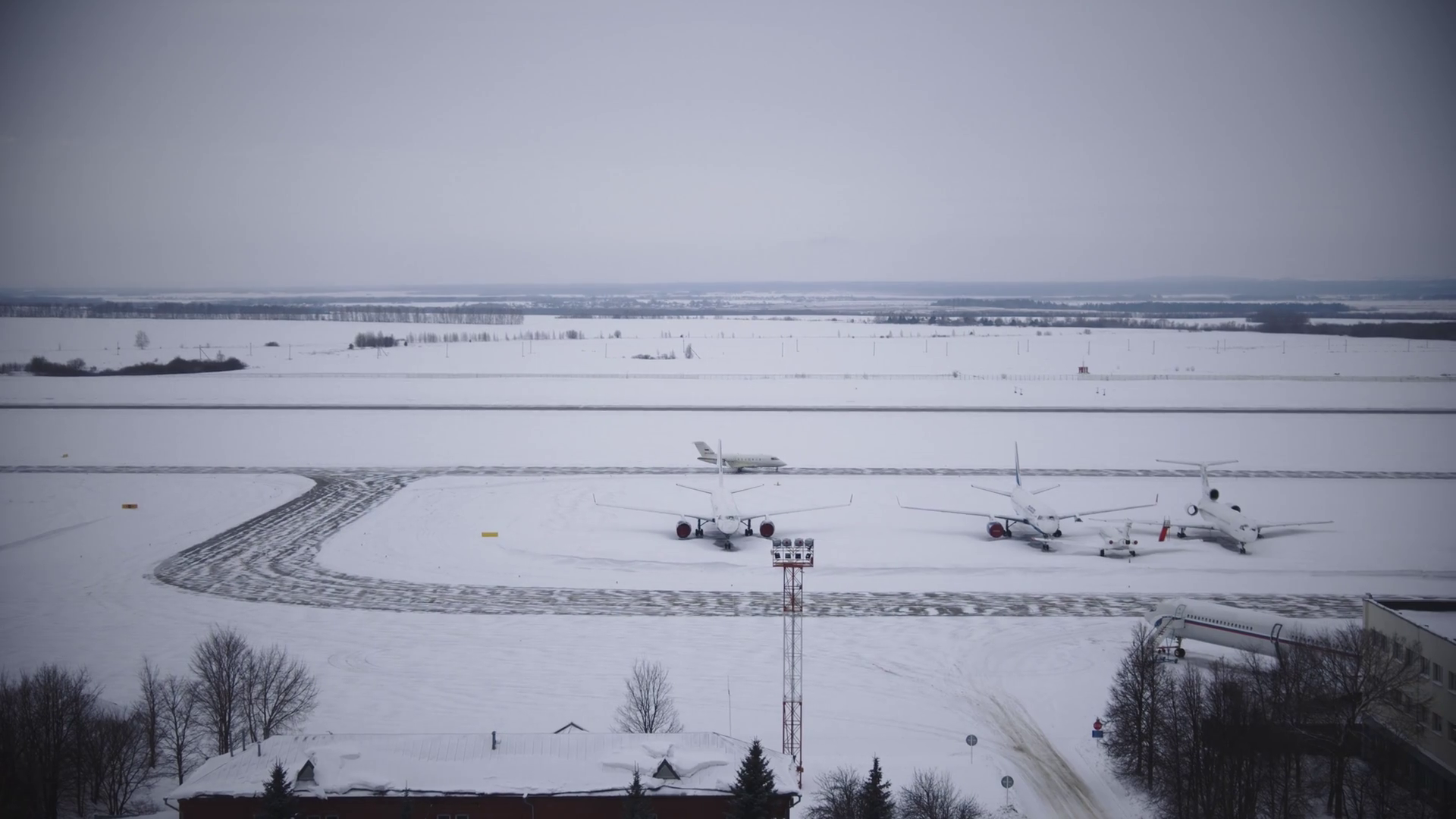 Snow Winter Airport: Bunch Of Airplanes Stock Footage SBV-348640075 ...