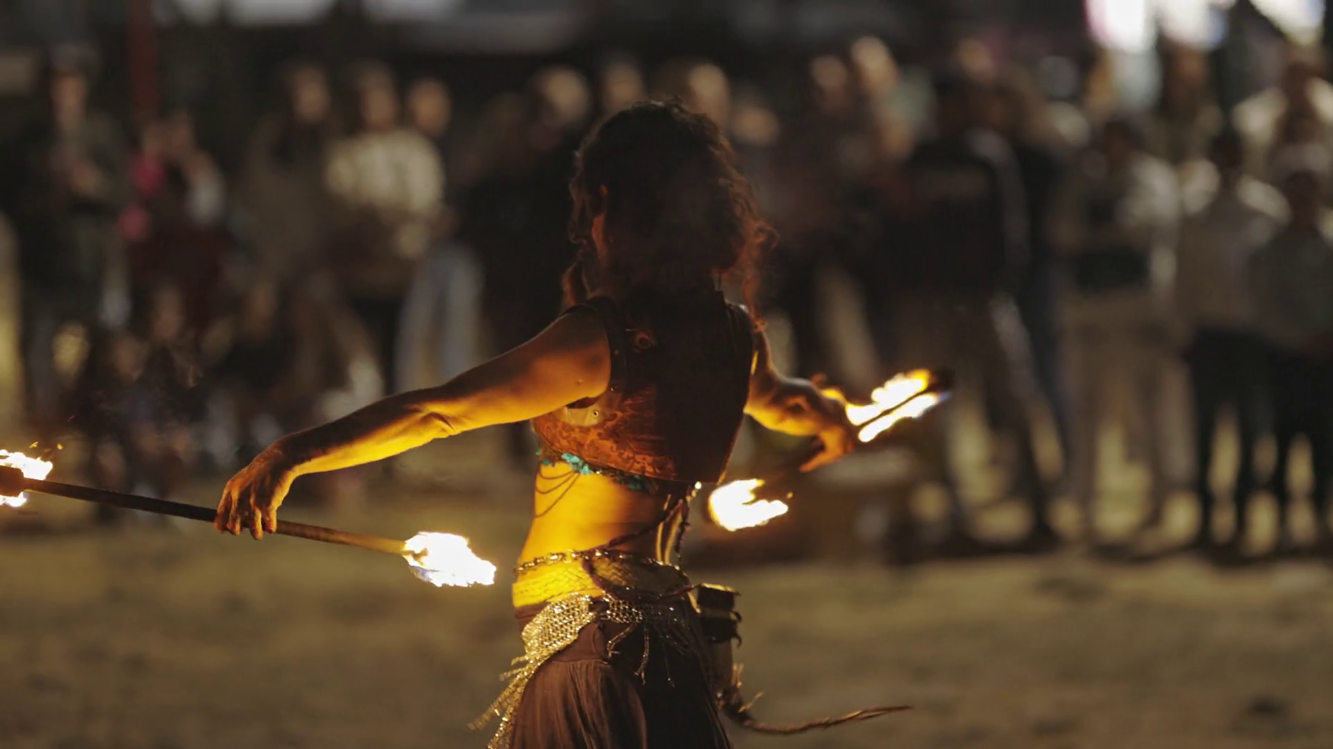 A Woman Performing Fire Show At Street Stock Footage SBV-347775124 ...