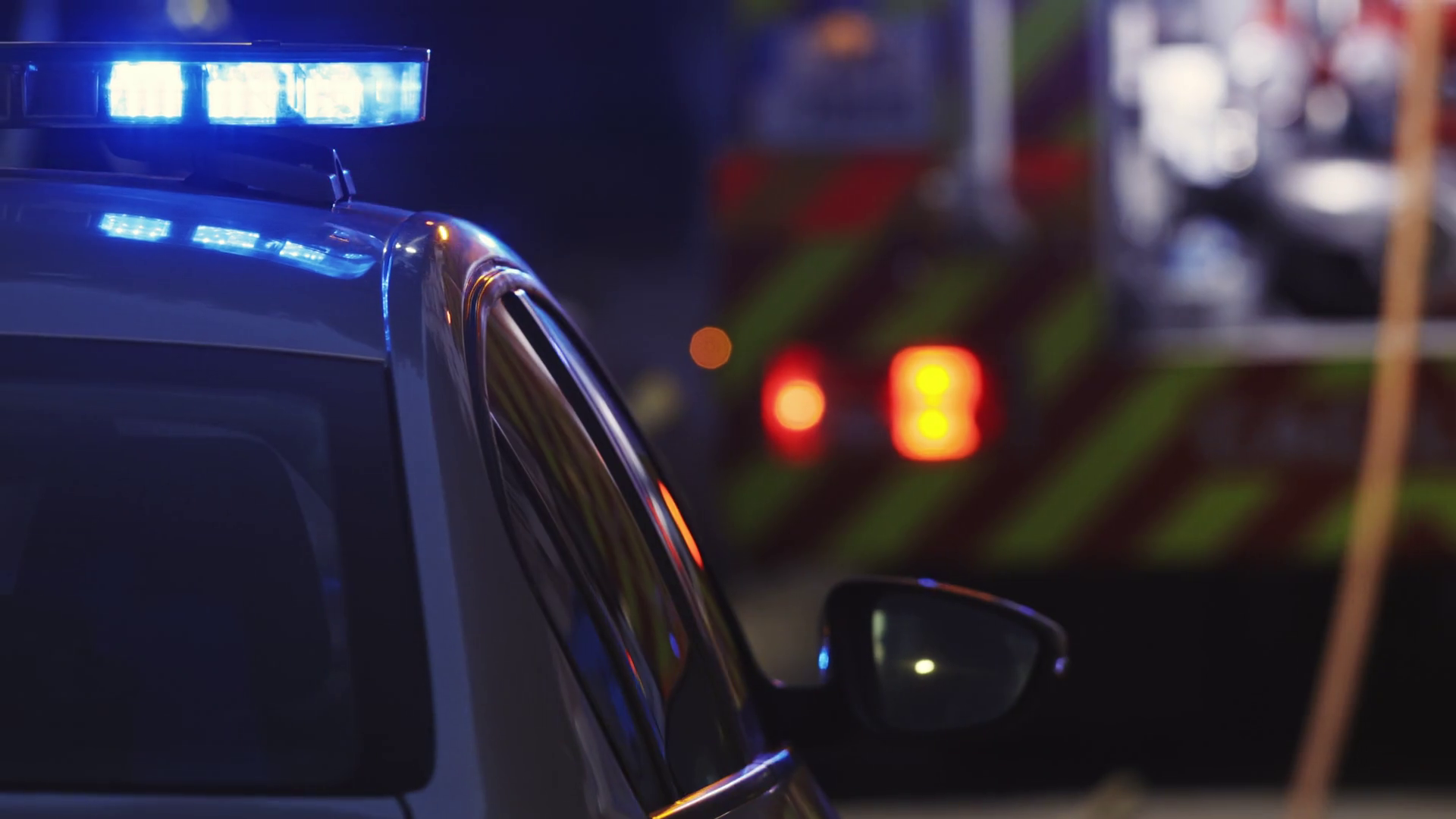 Blue Police Flashing Light At Night Time Stock Footage SBV-347777410 ...