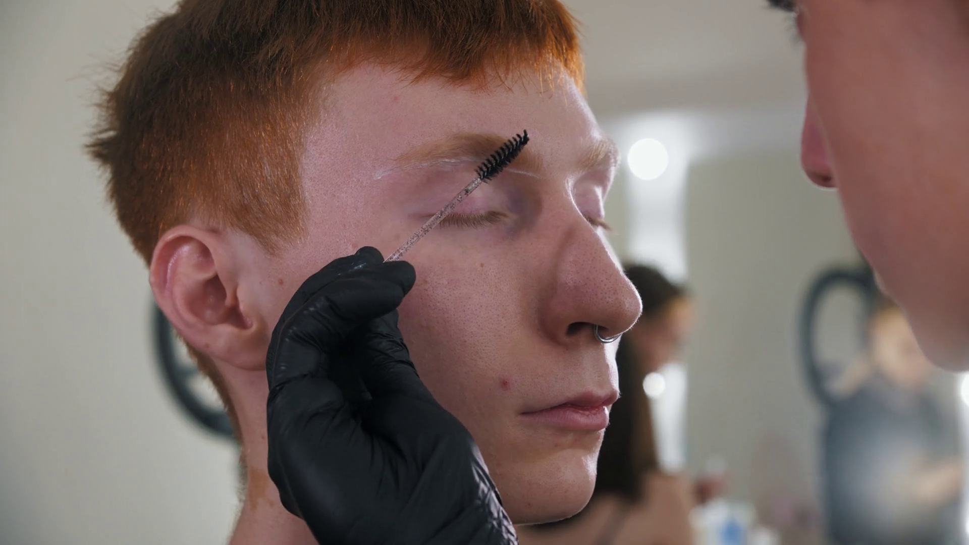 Brow Master Brushing Hairs Of Ginger Eyebrow Stock Footage SBV ...