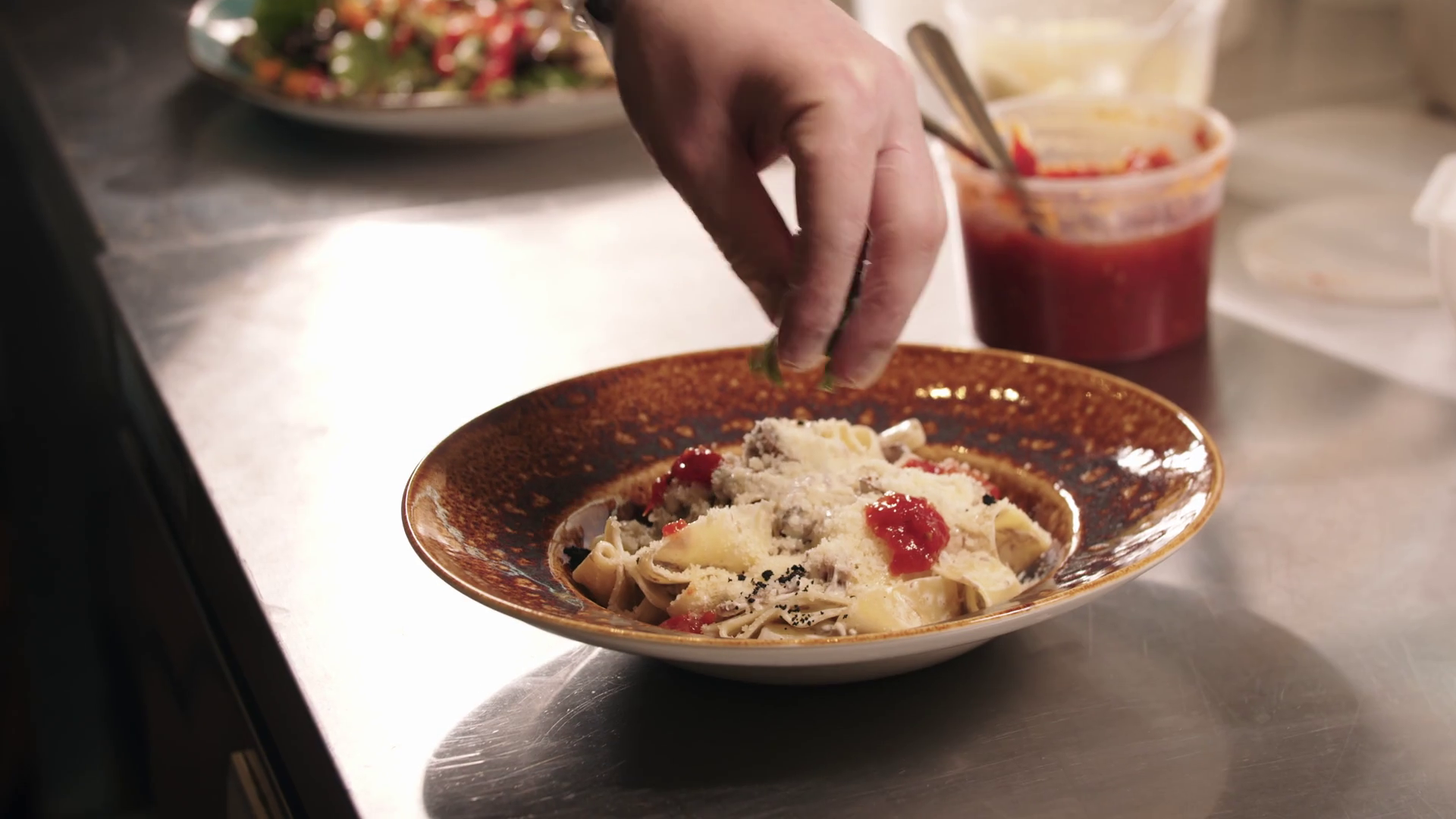 Restaurant Cooking - Chef Sprinkles Herbs Stock Footage SBV-346835417 ...