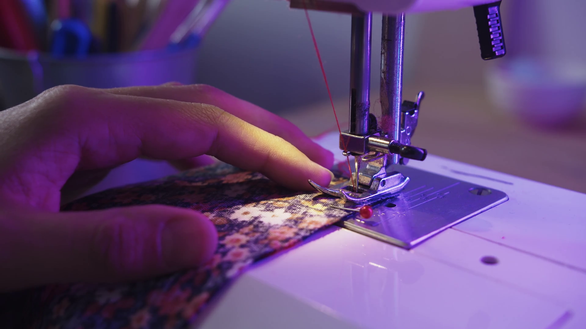 A Woman Stitches Piece Of Fabric Using Stock Footage SBV-348527517 ...