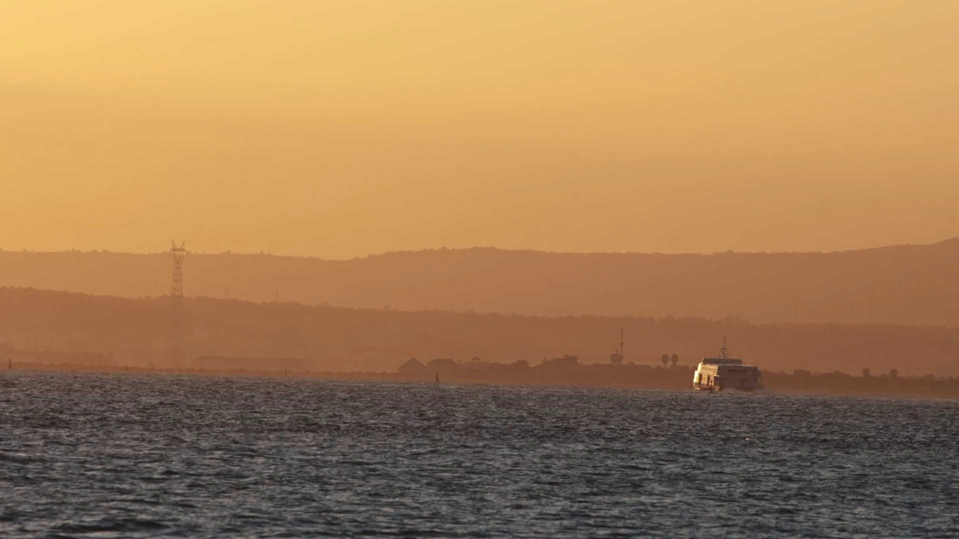 A Boat Floats Down River At Muddy Orange Stock Footage SBV-347469208 ...